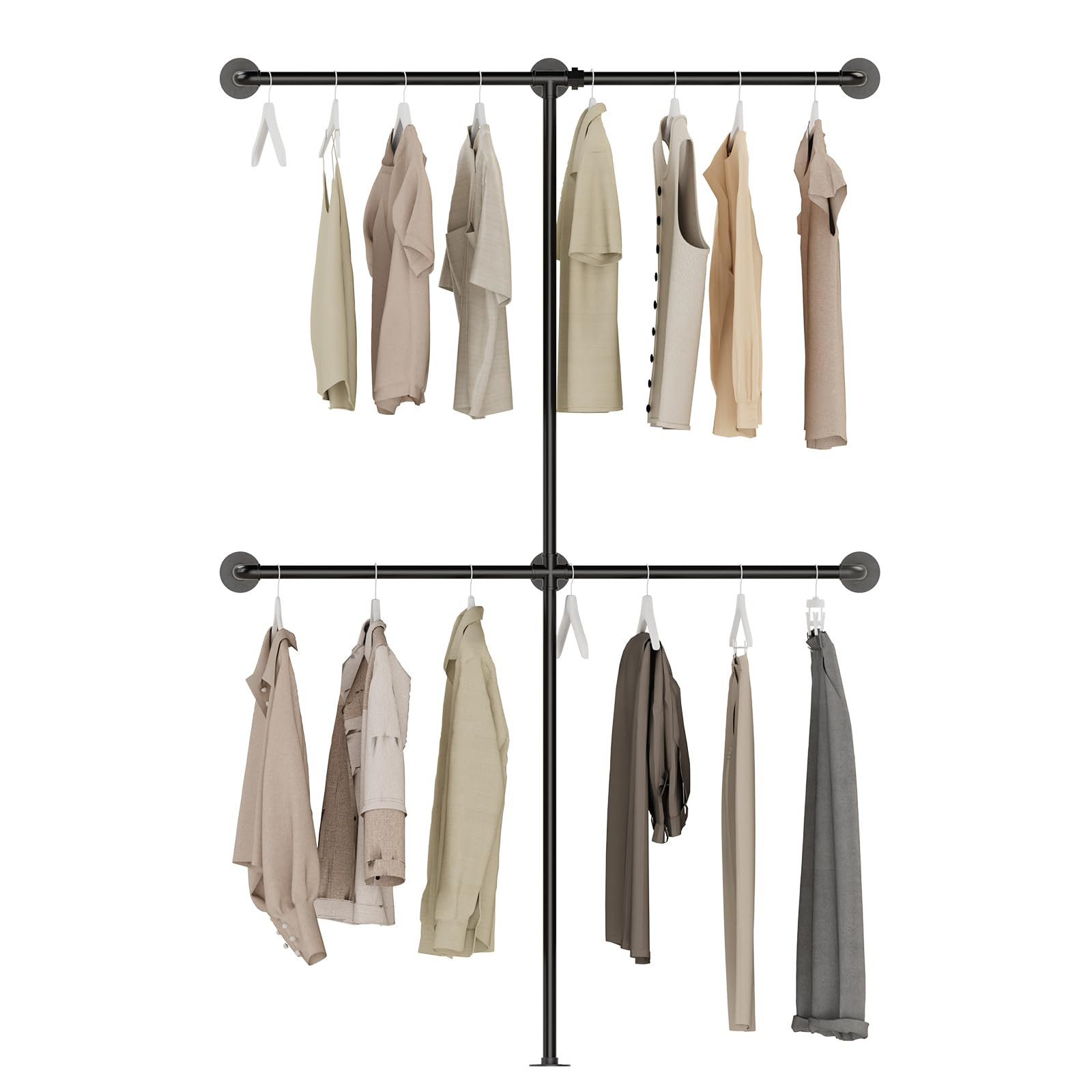 17 Stories Industrial Pipe Clothing Rack Wall Mounted | Wayfair