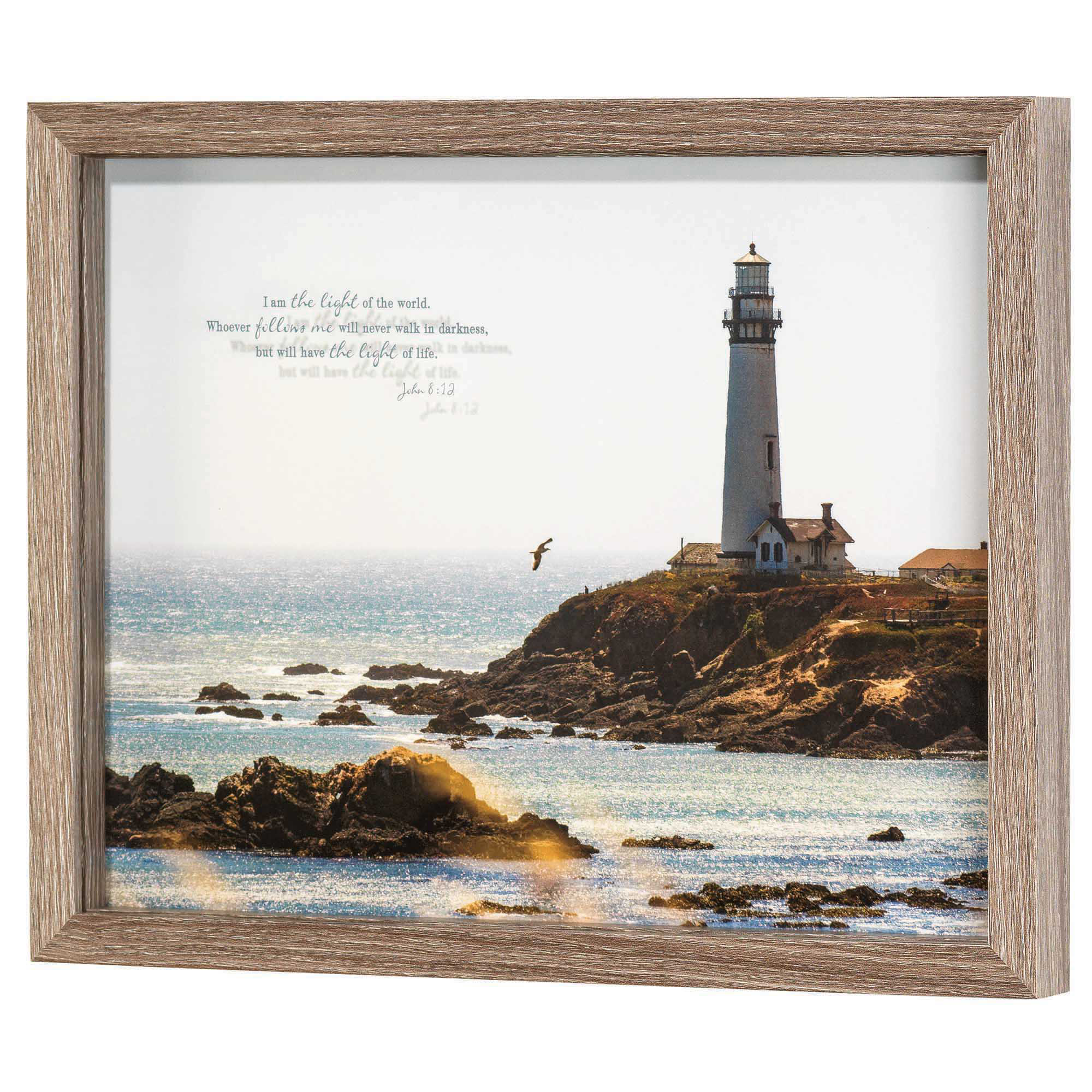 Red Barrel Studio® Framed Wall Art Lighthouse John 8:12 | Wayfair