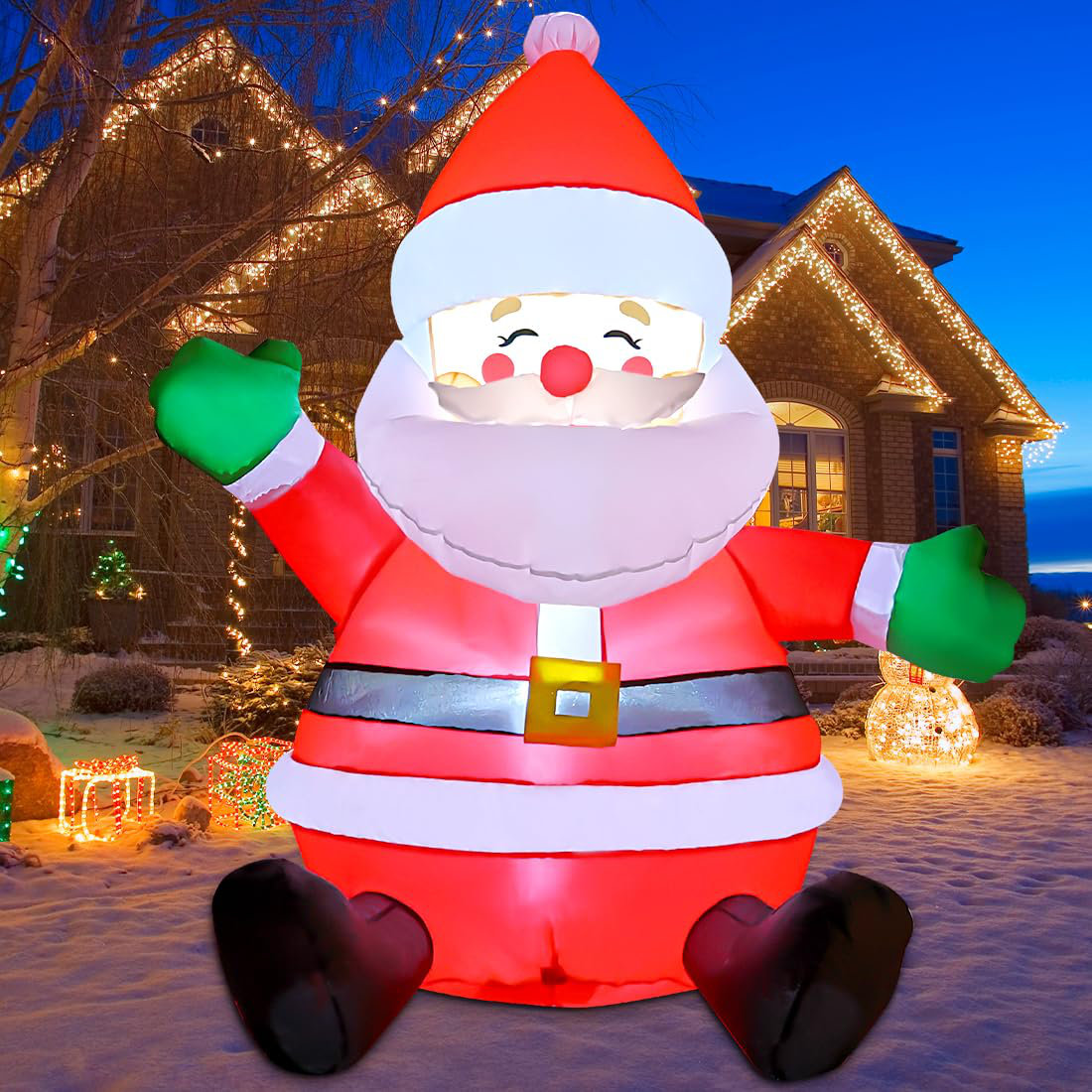 GOOSH Christmas Inflatable 5FT Sitting Santa Clause Christmas ...