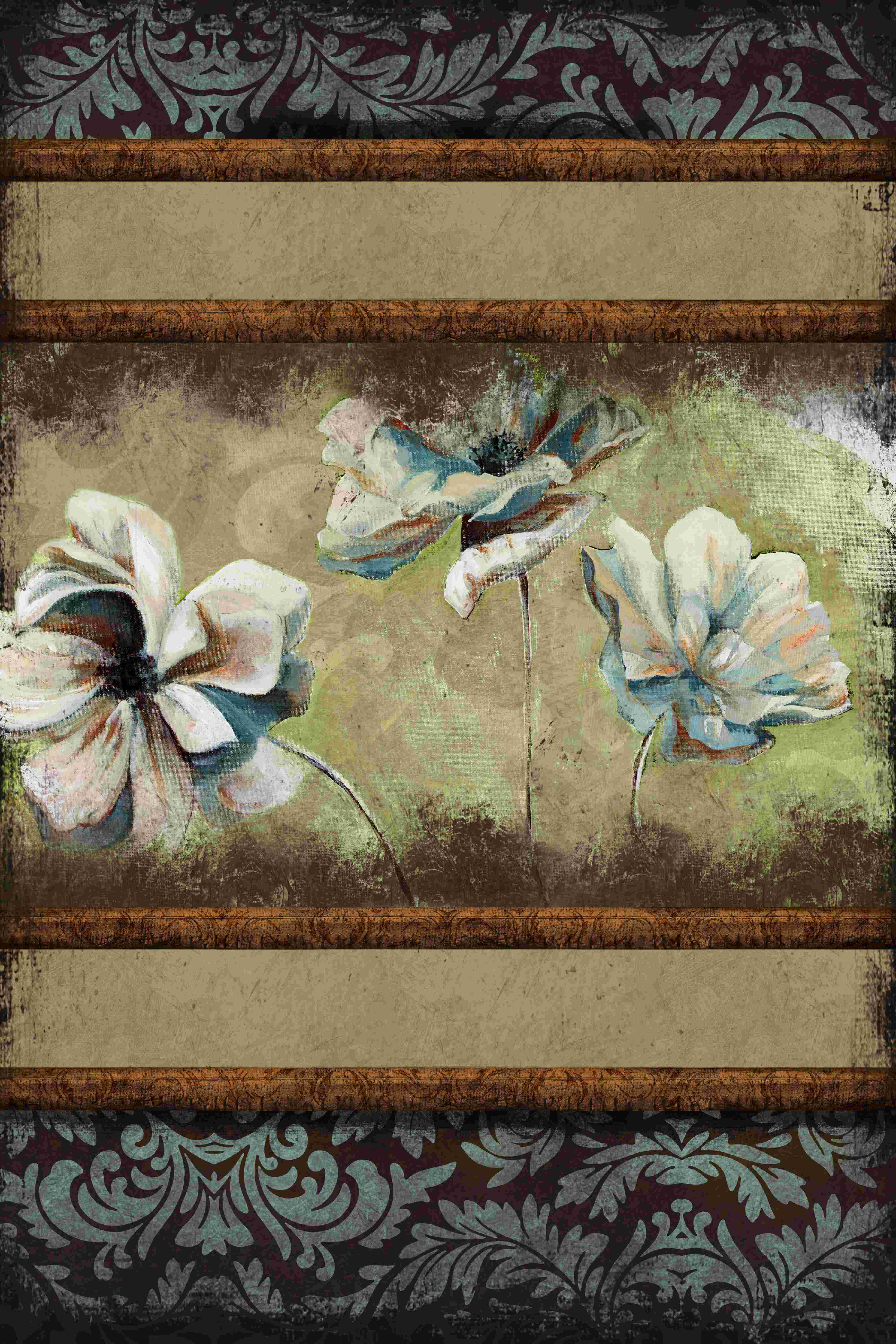 Charlton Home «Cool Blue Floral», impression sur toile tendue - Wayfair ...