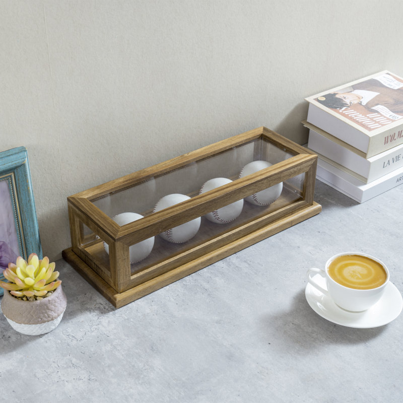 MyGift Acacia Wood Sports Baseball Display Case | Wayfair
