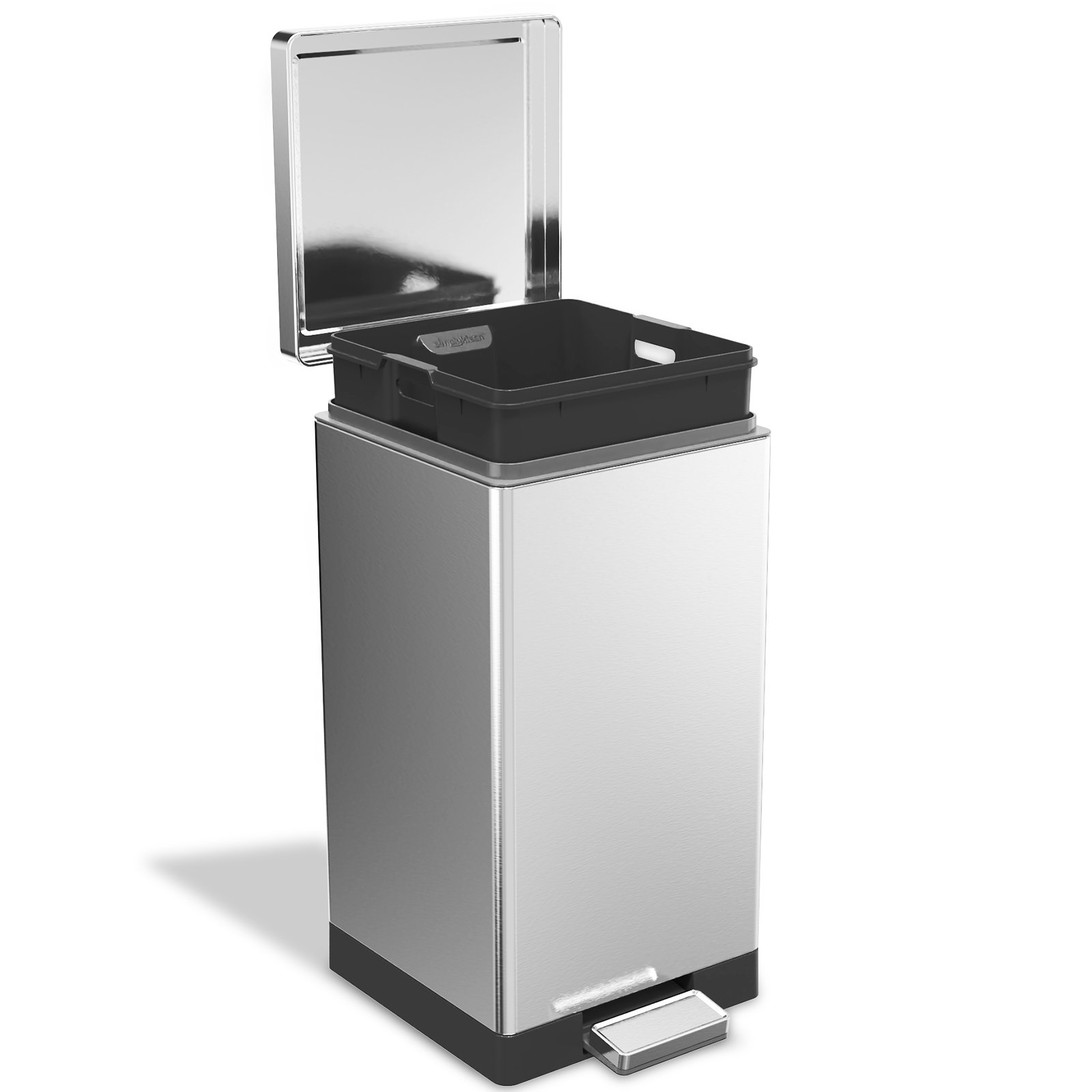 SimplyKleen Soft-Close Step-On Trash Can, 30L/7.9 Gal Stainless Steel ...