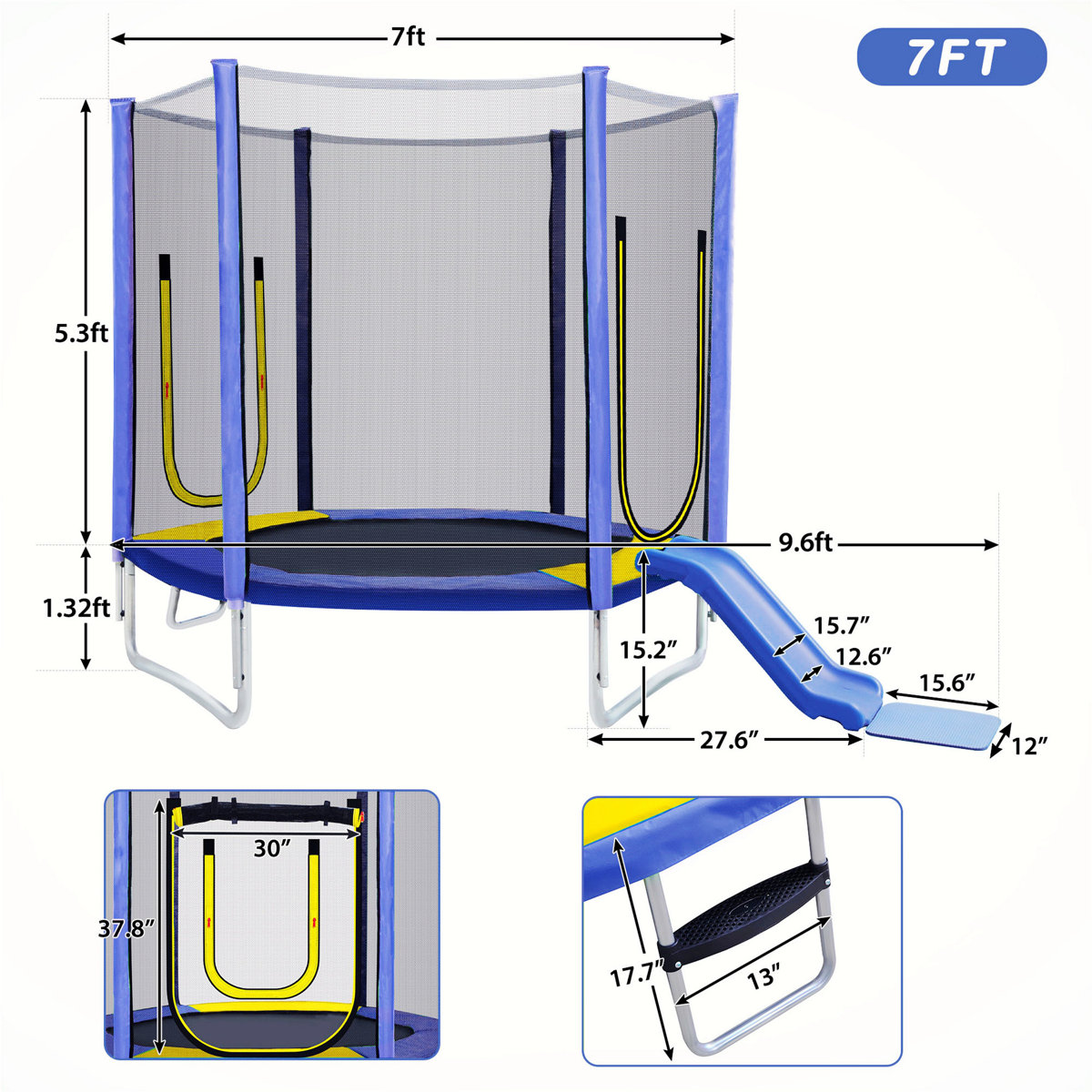 Creationstry Hexagon Backyard Trampoline with Safety Enclosure | Wayfair