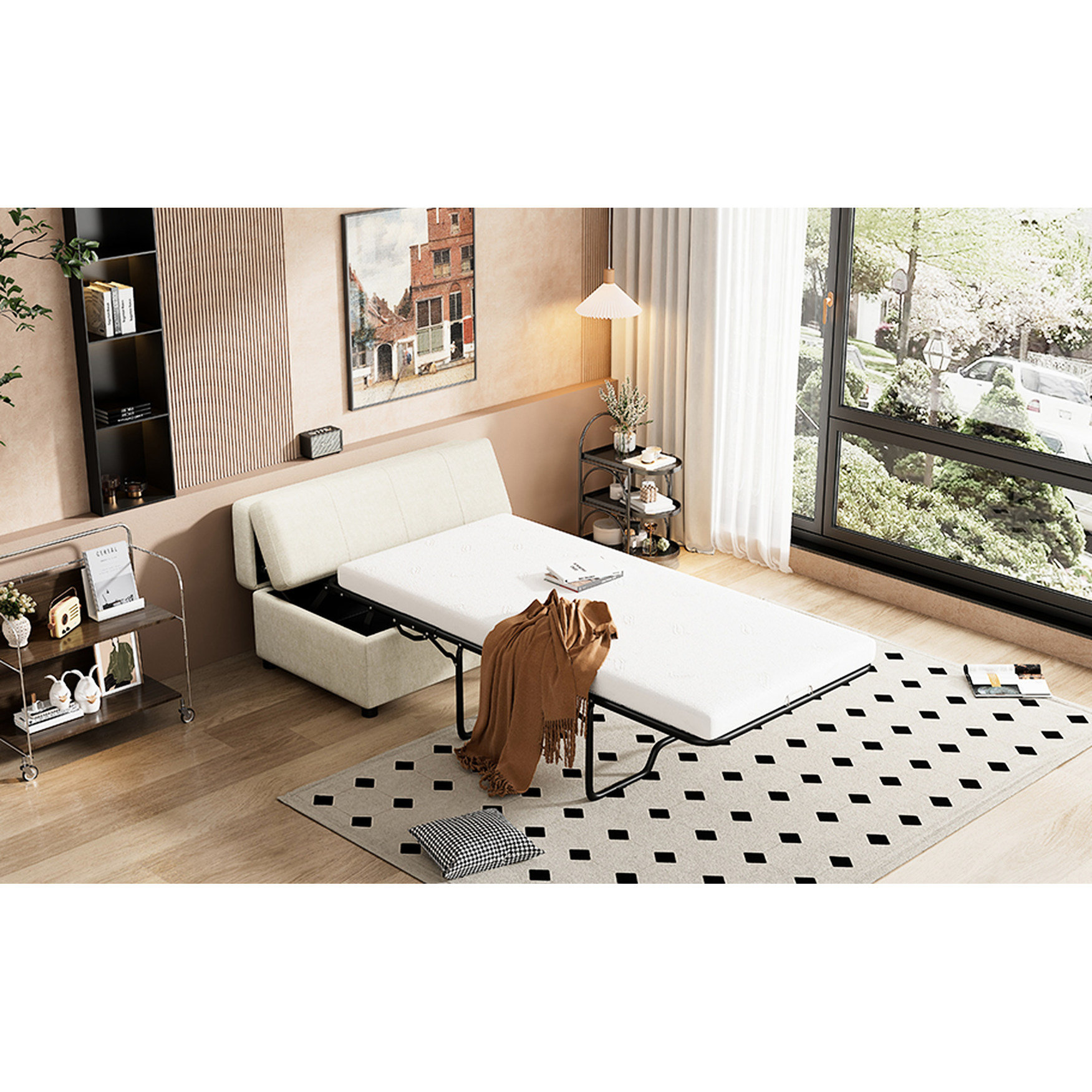 Latitude Run® White Sleeper Bed With A Supportive Foam Mattress For ...