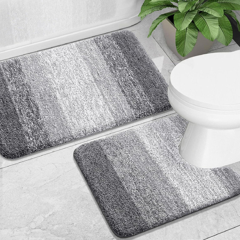Latitude Run® Bathroom Rug Set 2 Piece, Soft Absorbent Microfiber Bath ...