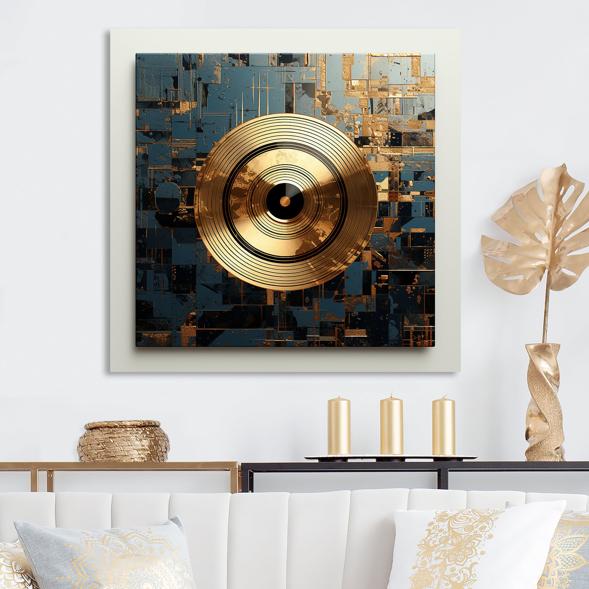 Mercer41 Gold And Grey Vinyl Record Melody I - Vinyl Records Metal Wall ...