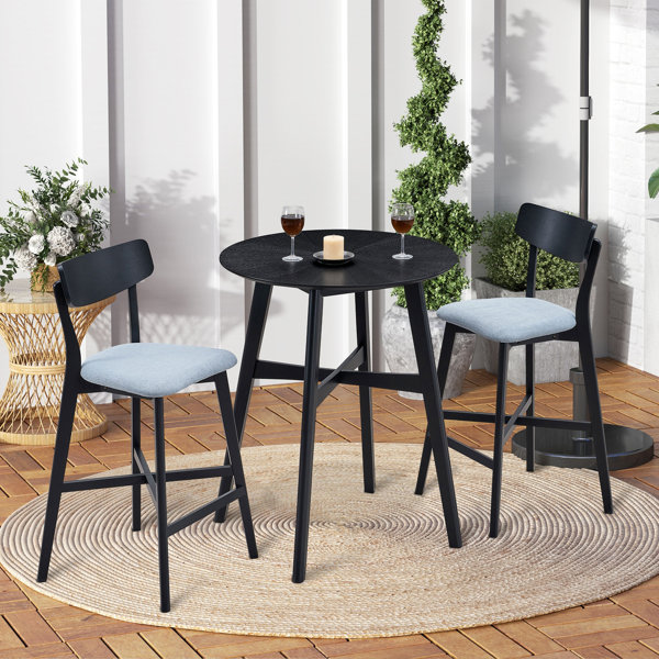 George Oliver Oversize Round Bar Table, Wooden High Top Kitchen Dining ...