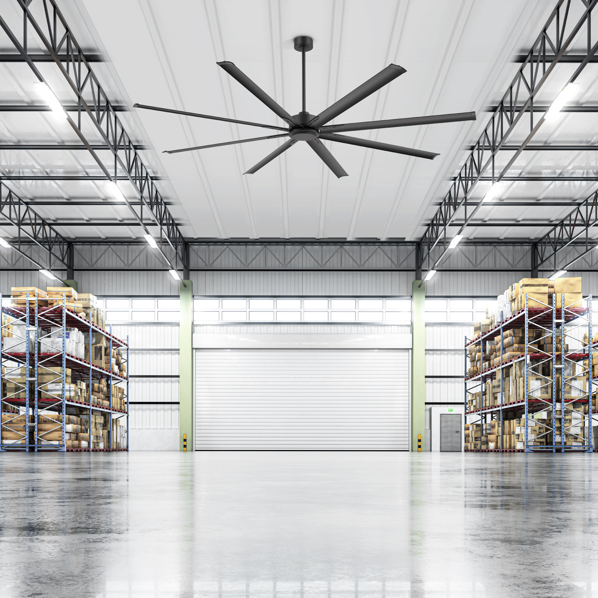 Latitude Run® 96 Inch Black Industrial DC Motor Ceiling Fan, Large ...