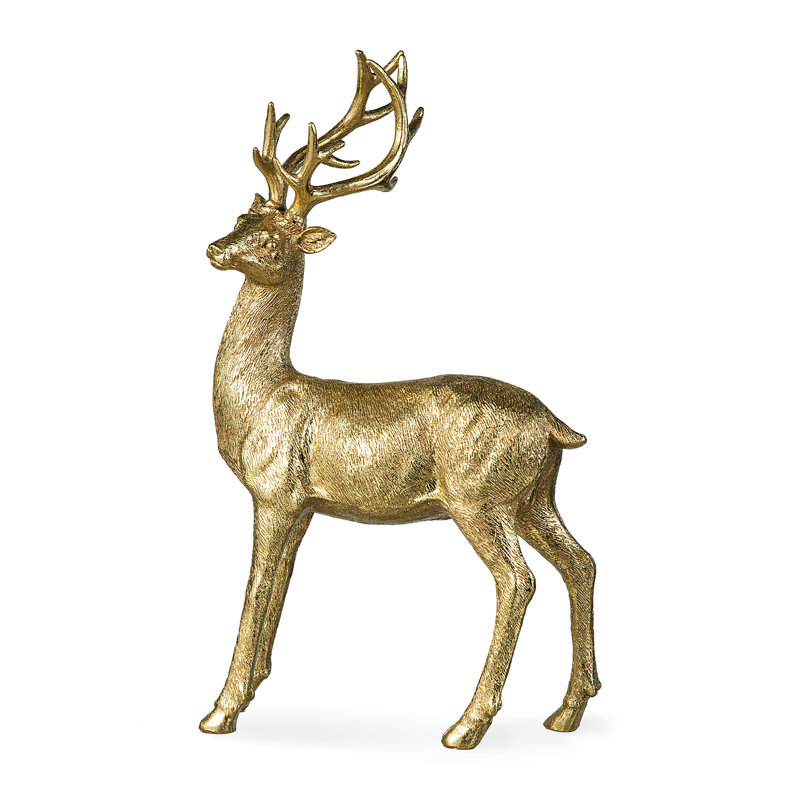 The Holiday Aisle® 16.25" H Resin Christmas Standing Reindeer Figurine ...