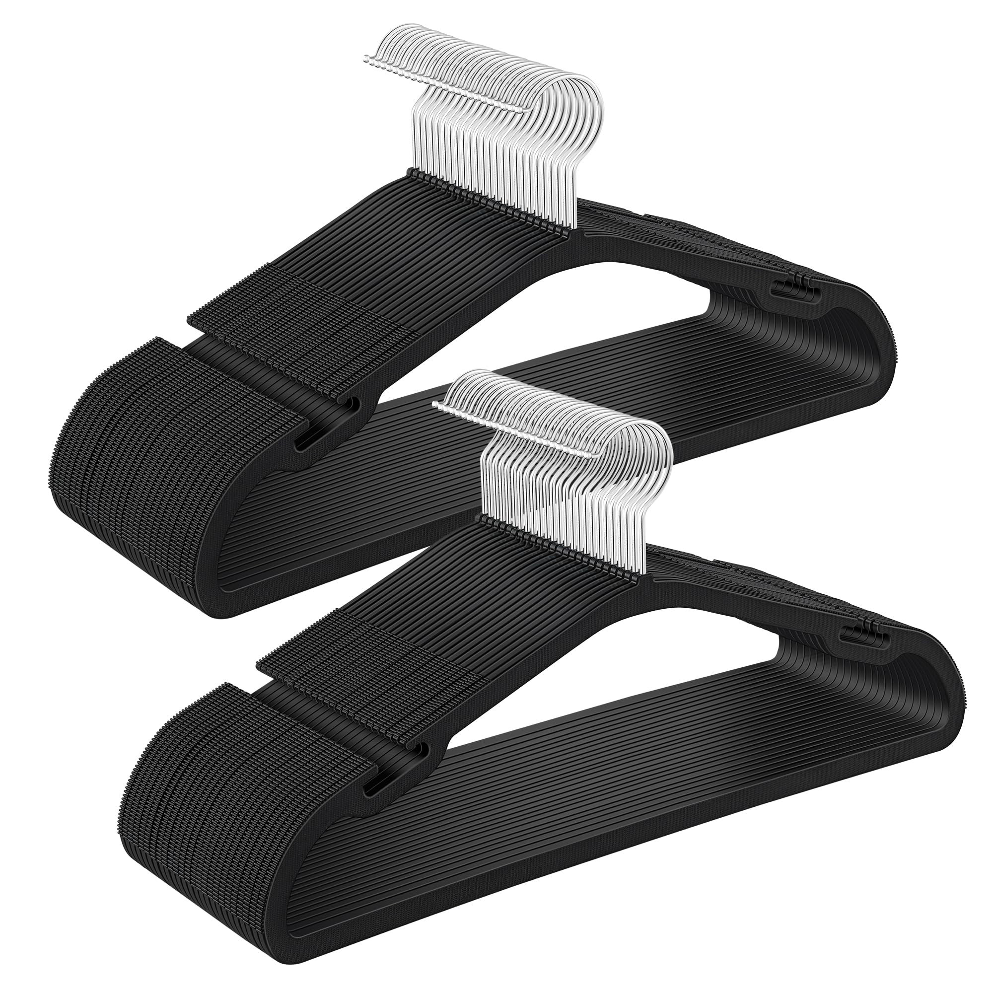 Rebrilliant 50 Pack Heavy Duty Plastic Hangers, Wide Shoulder Groove ...