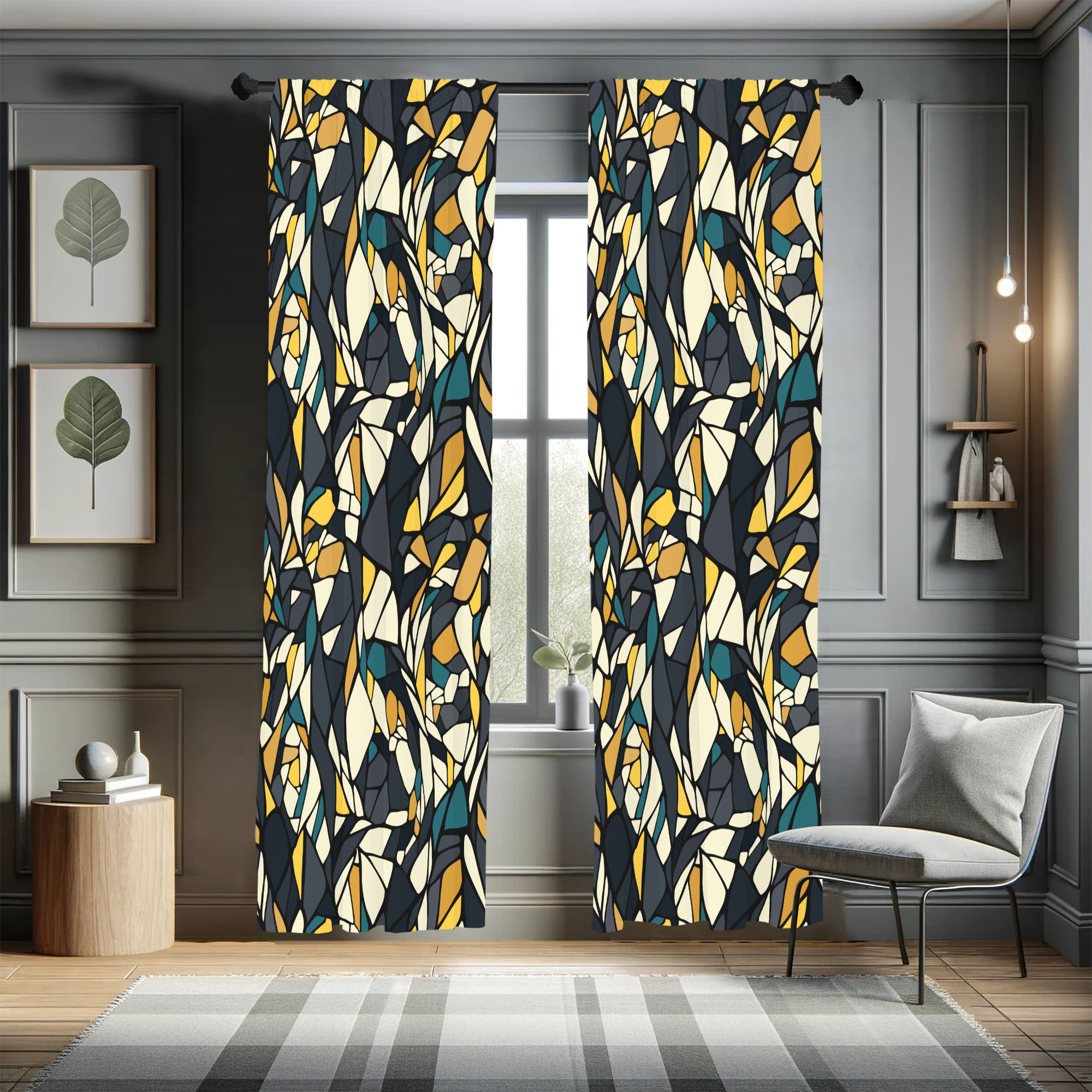 Wrought Studio™ Trippy Curtains, Fractal Formless Mosaic, Pair of 28 ...