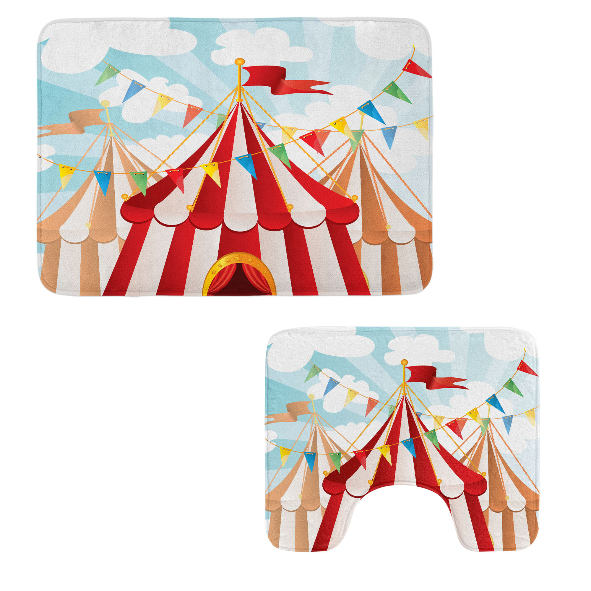 Ebern Designs Circus Bathroom Rug Set 2 Pieces Rectangle & Contour Mats ...