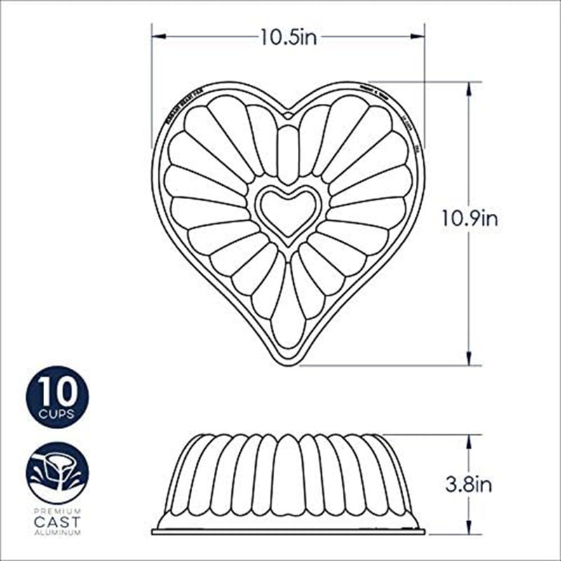 THE GLAMOUR BOUTIQUES Elegant Heart Bundt, 10 Cup, Toffee | Wayfair