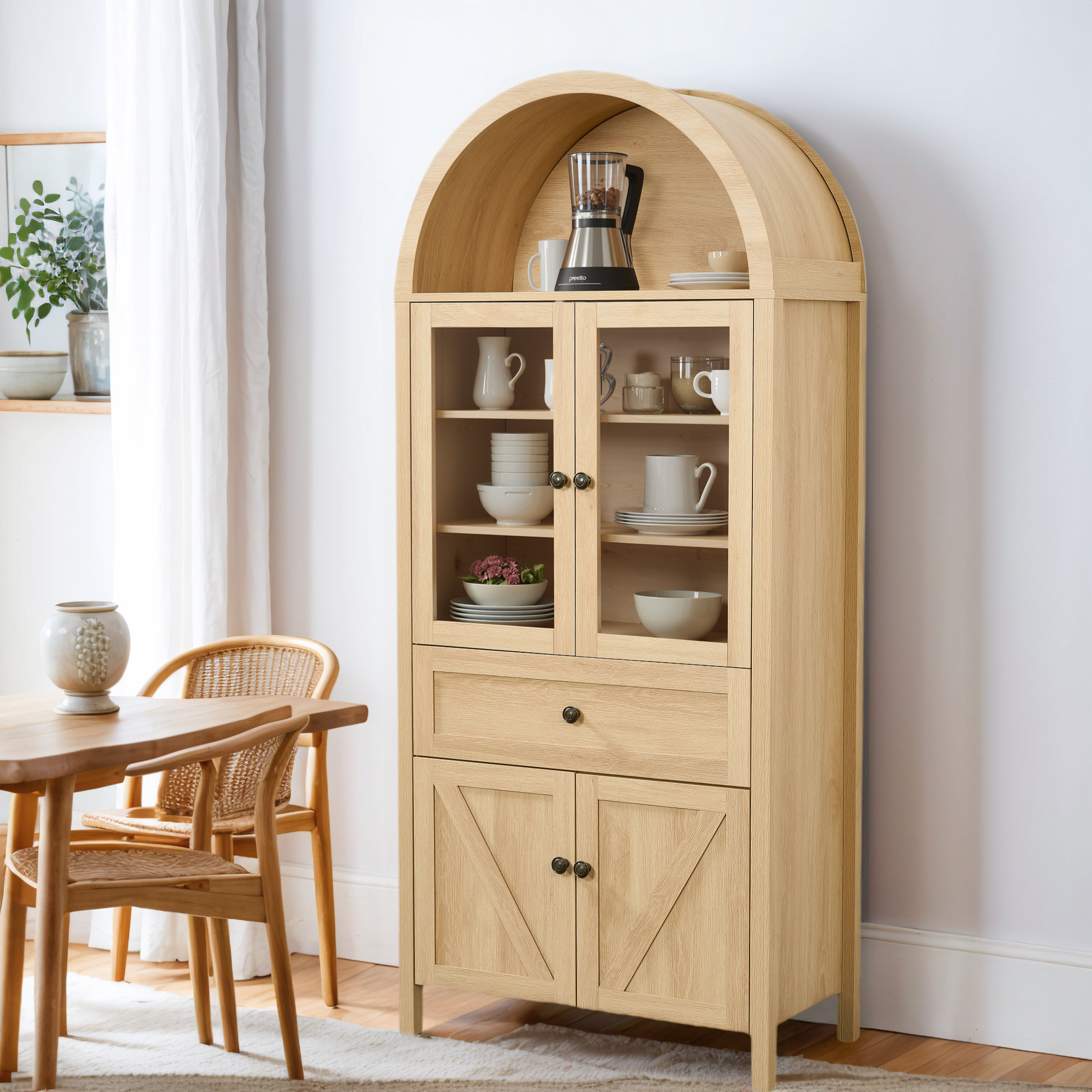 Ophelia & Co. Tall Multi-Shelf Storage Cabinet With Retro Arch Design ...