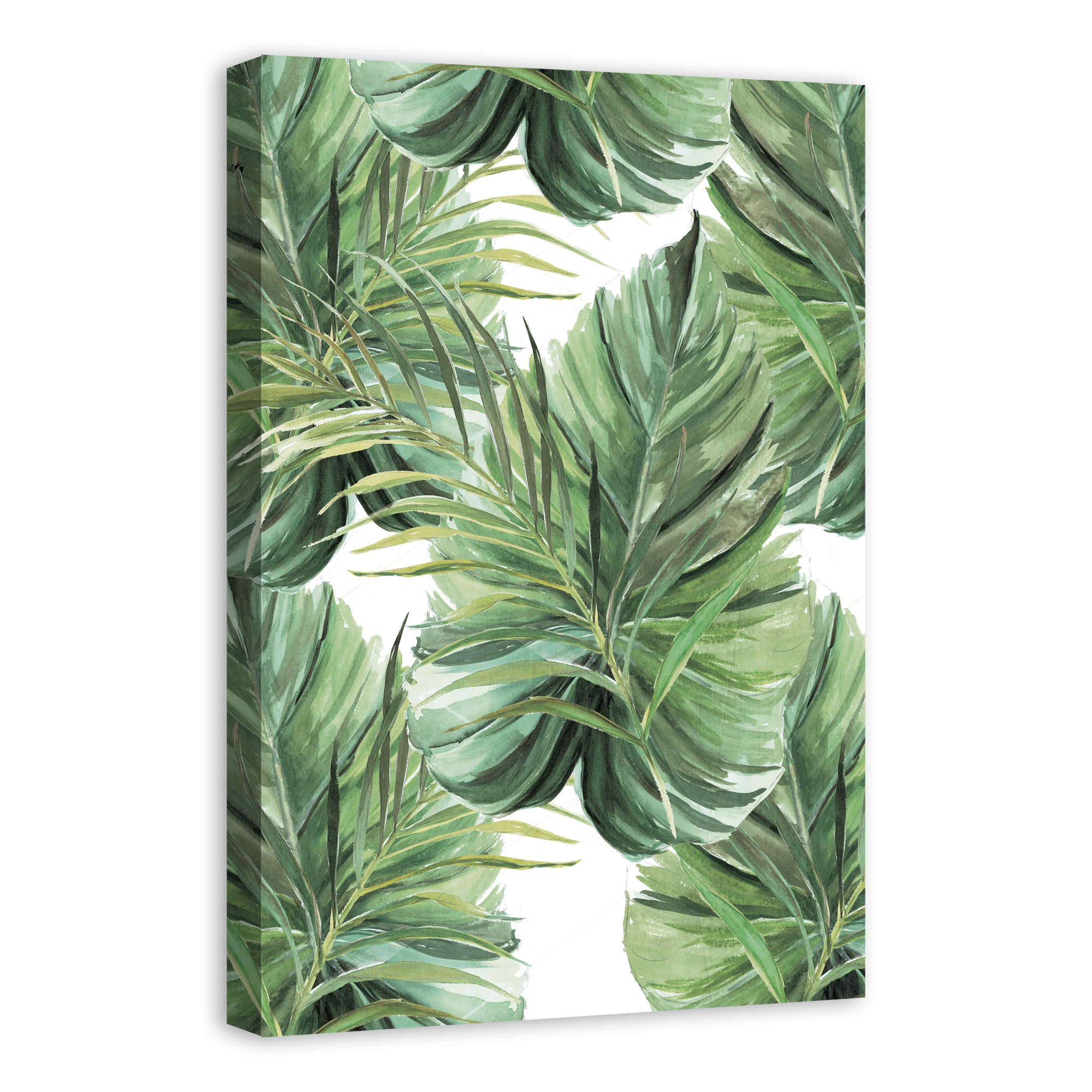 Bayou Breeze 'Tropical Green Palms' Painting Print on Wrapped Canvas ...