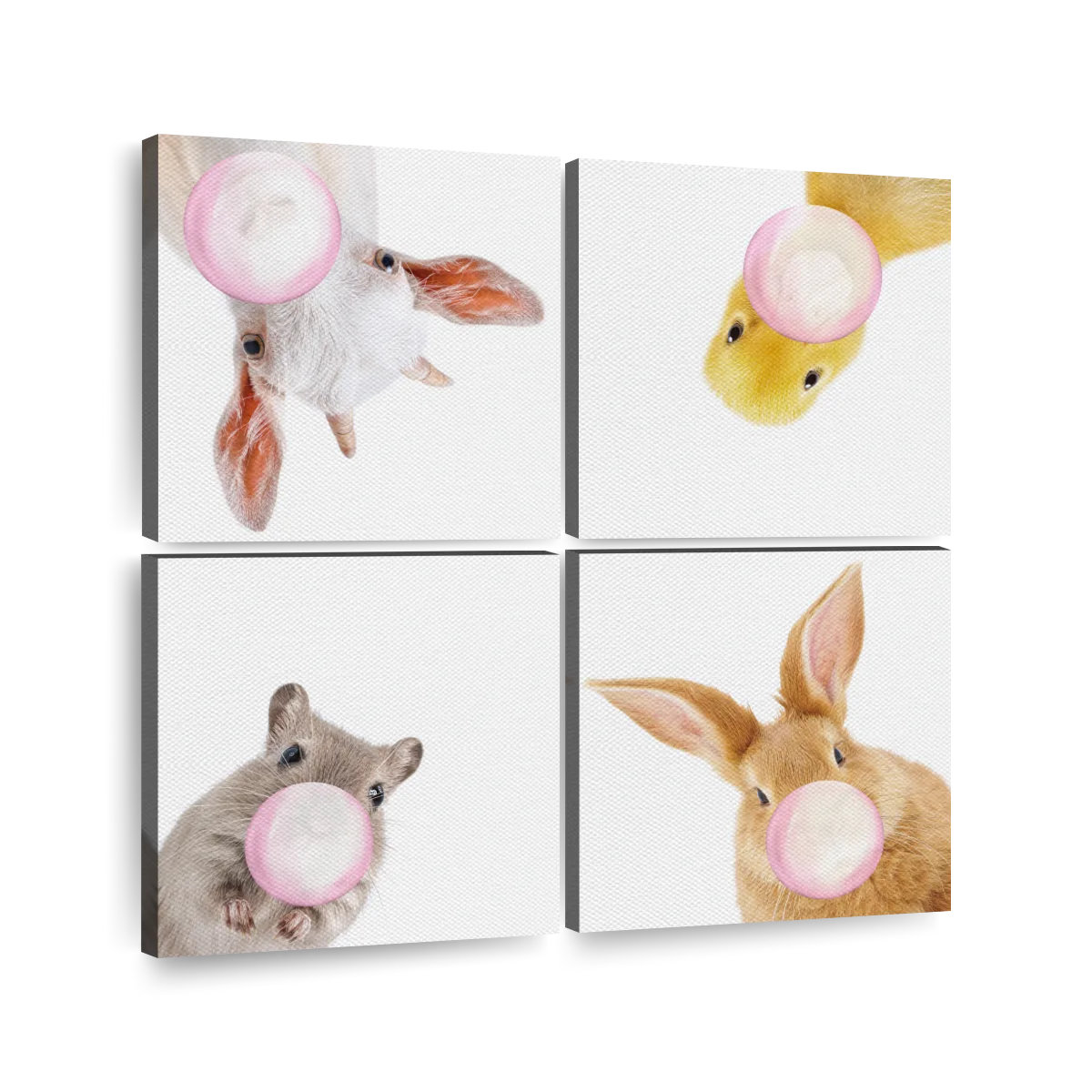 Trinx Fluffy Bubble Gum Animals Multi Piece Canvas Print - Wayfair Canada