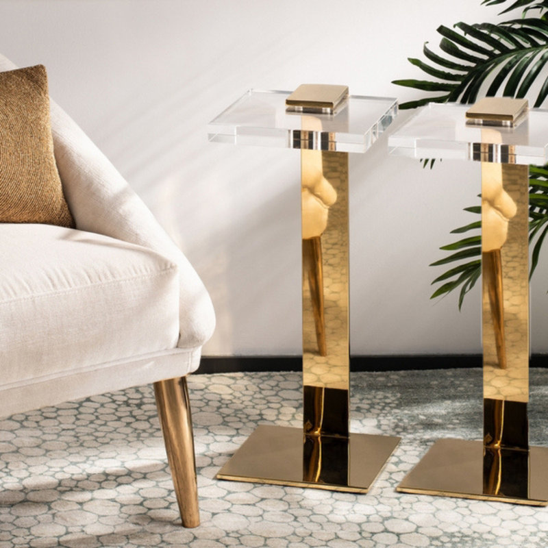 Everly Quinn Pervis Acrylic Pedestal End Table Set & Reviews | Wayfair