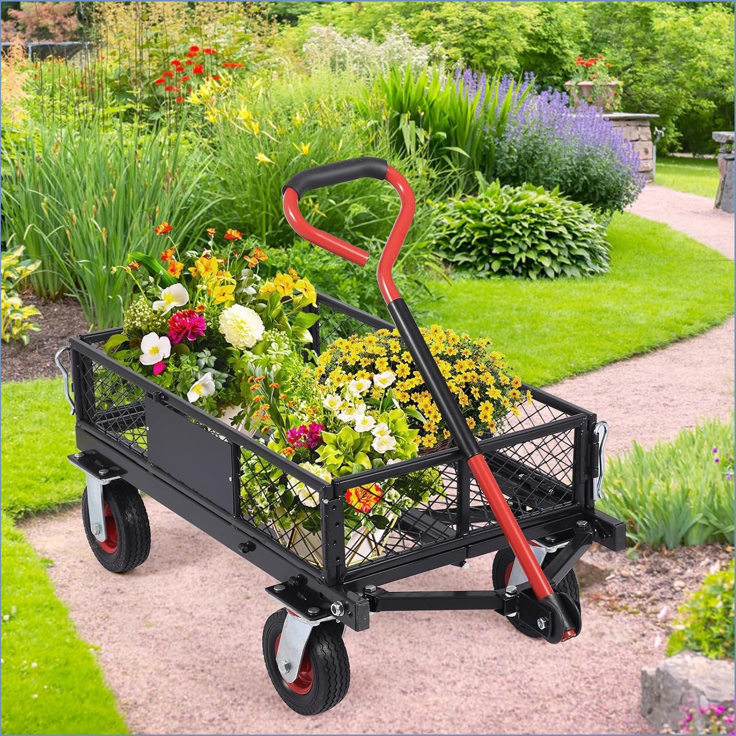 babevy 880 Lbs 10" Flat Free Tires Steel Garden Cart With 180° Rotating ...