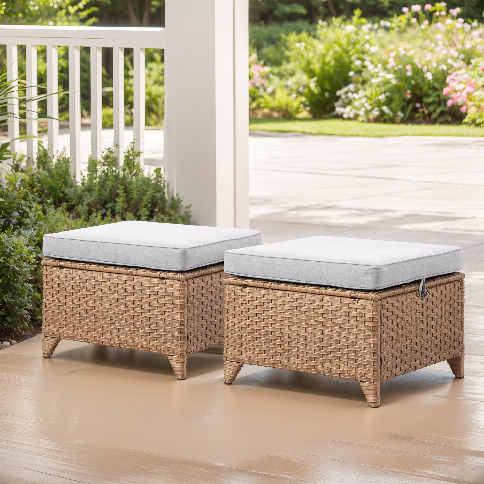Wade Logan Bulou Wicker Outdoor Ottoman & Reviews - Wayfair Canada