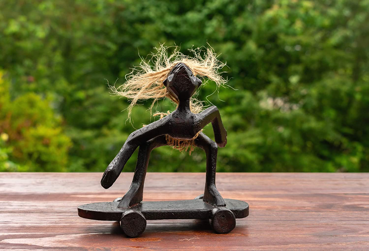 Bungalow Rose Handmade Wooden Primitive Tribal Skateboarding Funny ...