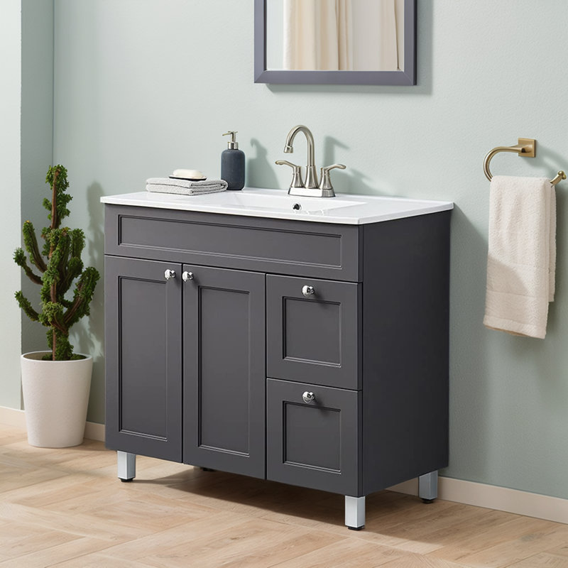 Ebern Designs 36'' Grey Modern Free-standing Single Bathroom Vanity Set ...