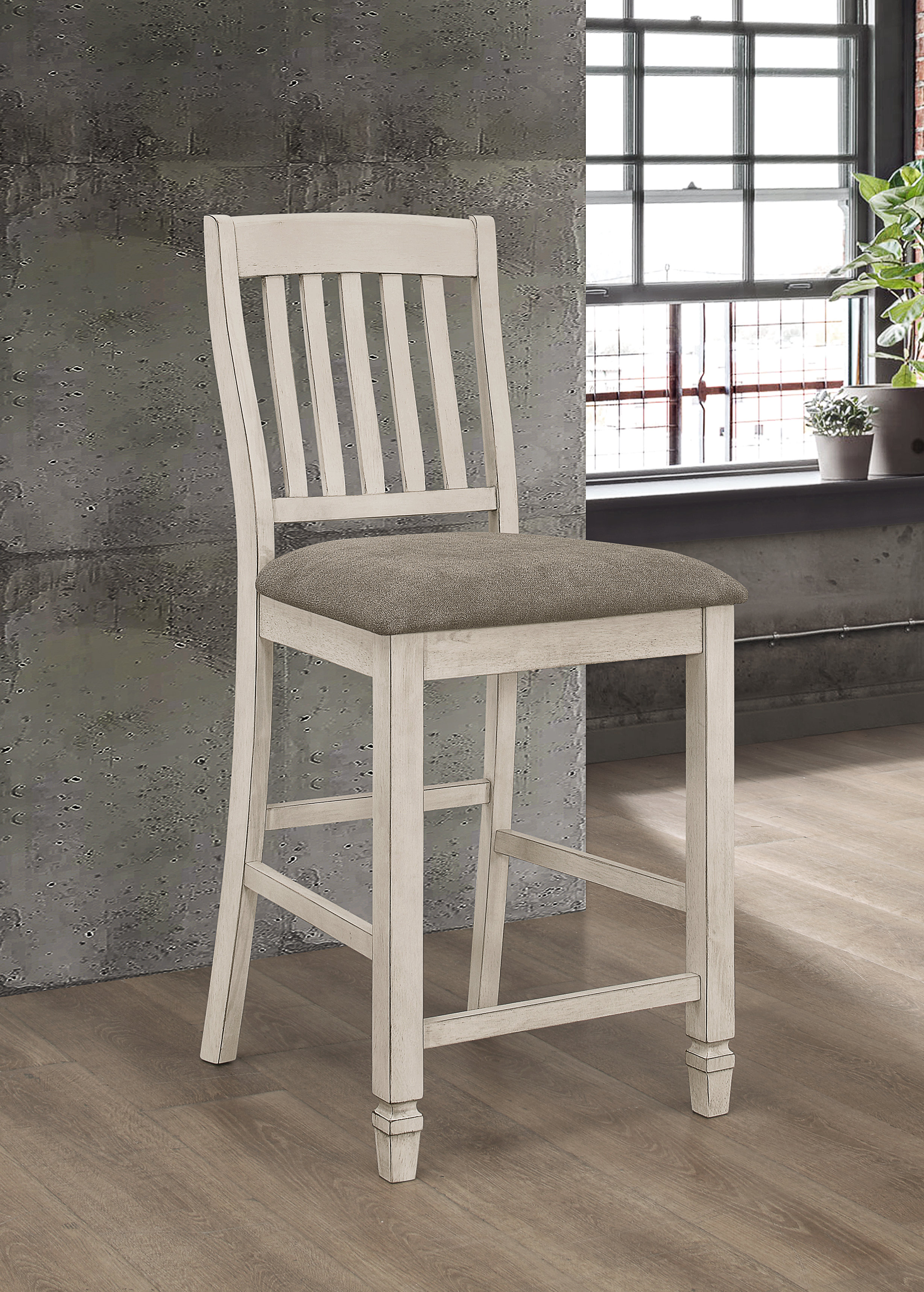 Lark Manor™ Aleksi Fabric Slat Counter Stool in Cream | Wayfair