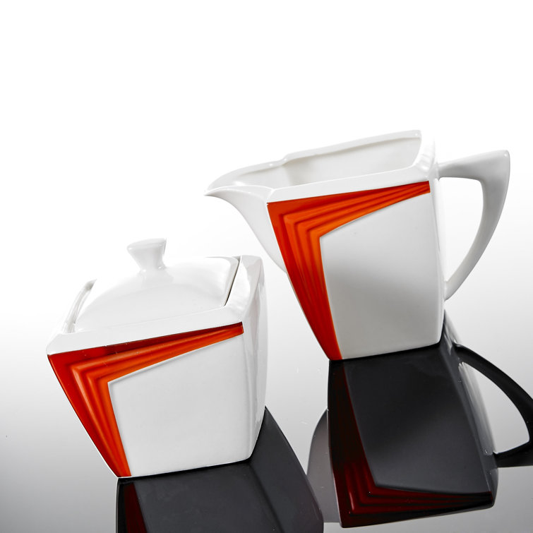 Ivy Bronx Rebeca Series, 3-piece Porcelain China Sugar & Milk Pot Set ...