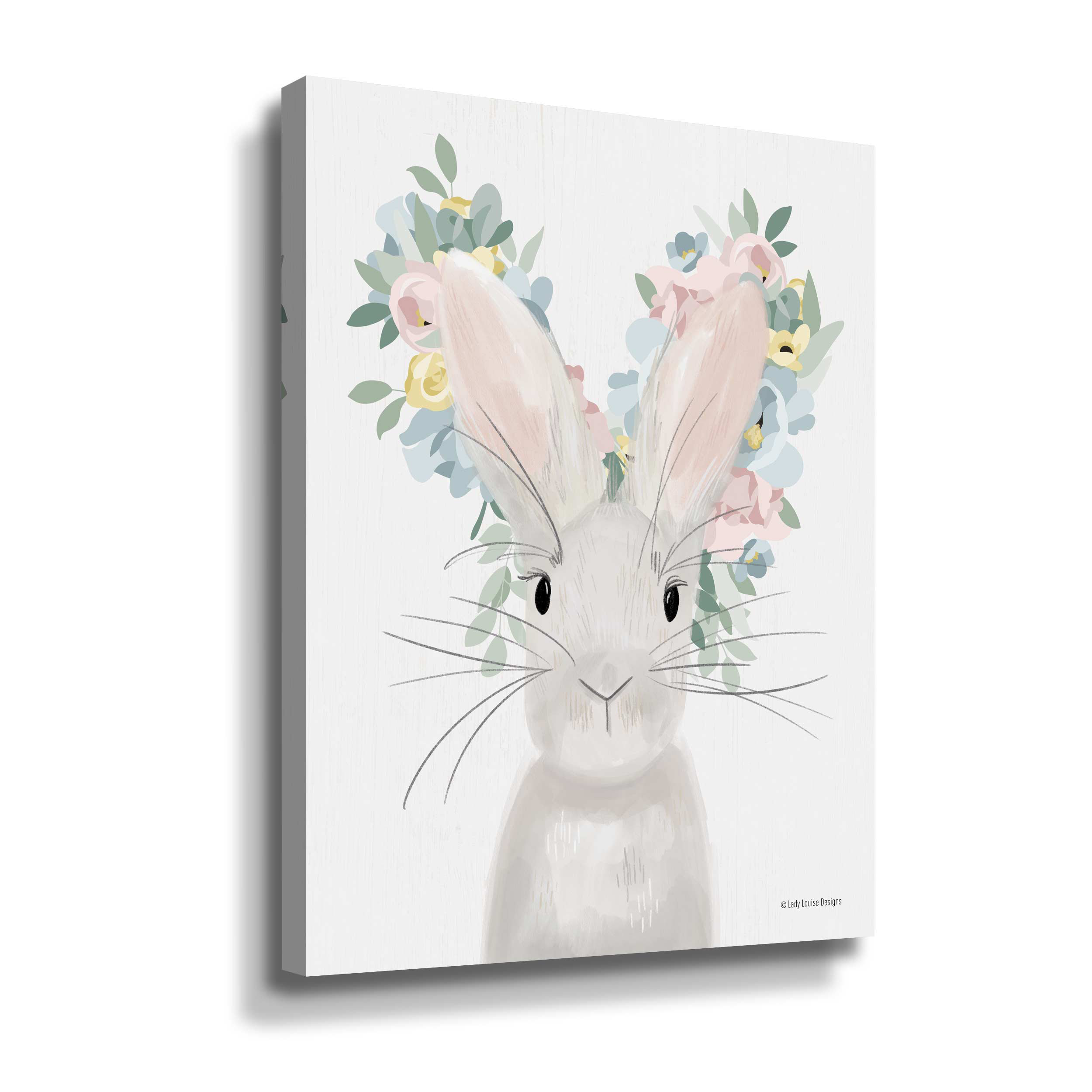 August Grove Floral Rabbit On Canvas Print | Wayfair