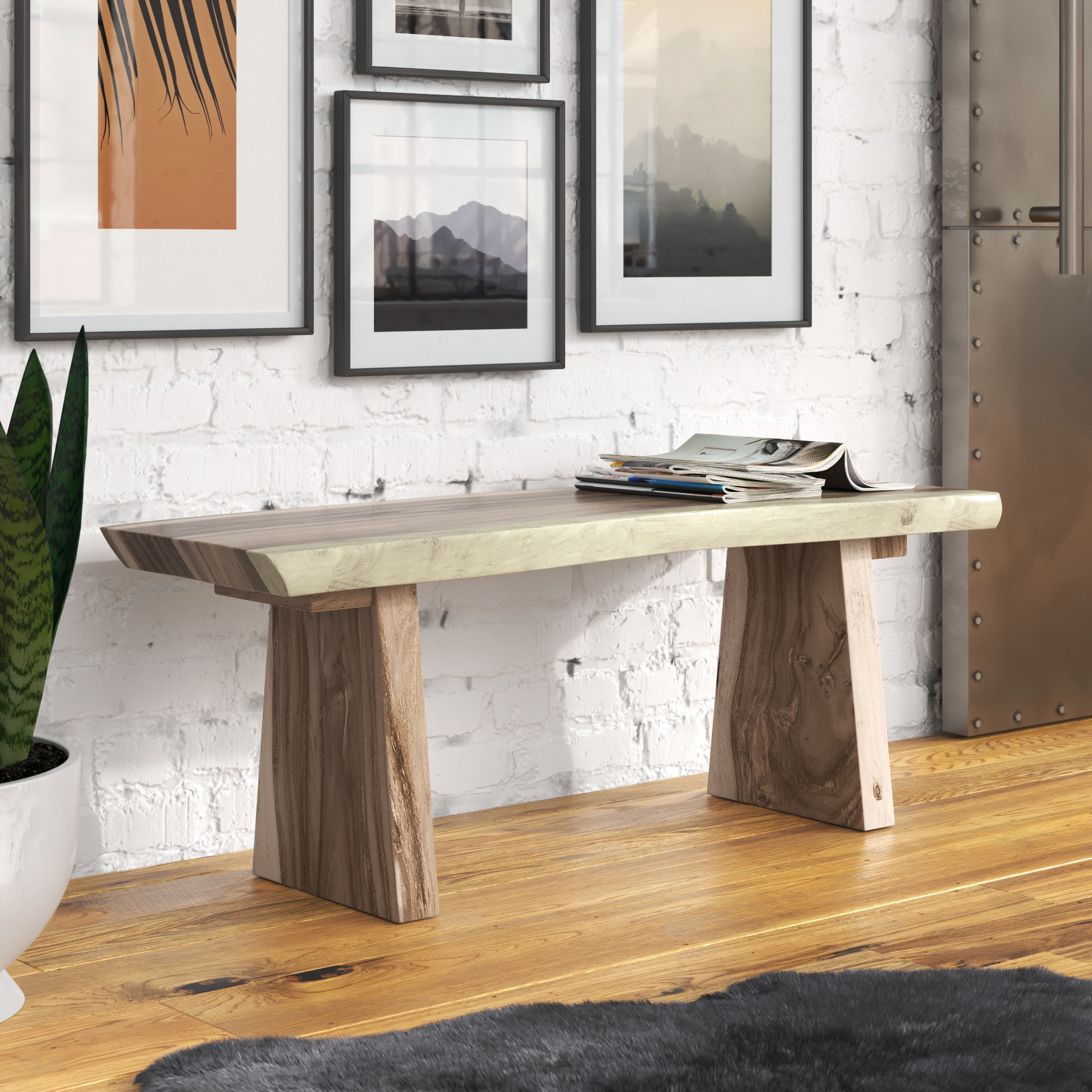 Steelside™ Kristofer Solid Wood Bench "& Reviews" | Wayfair