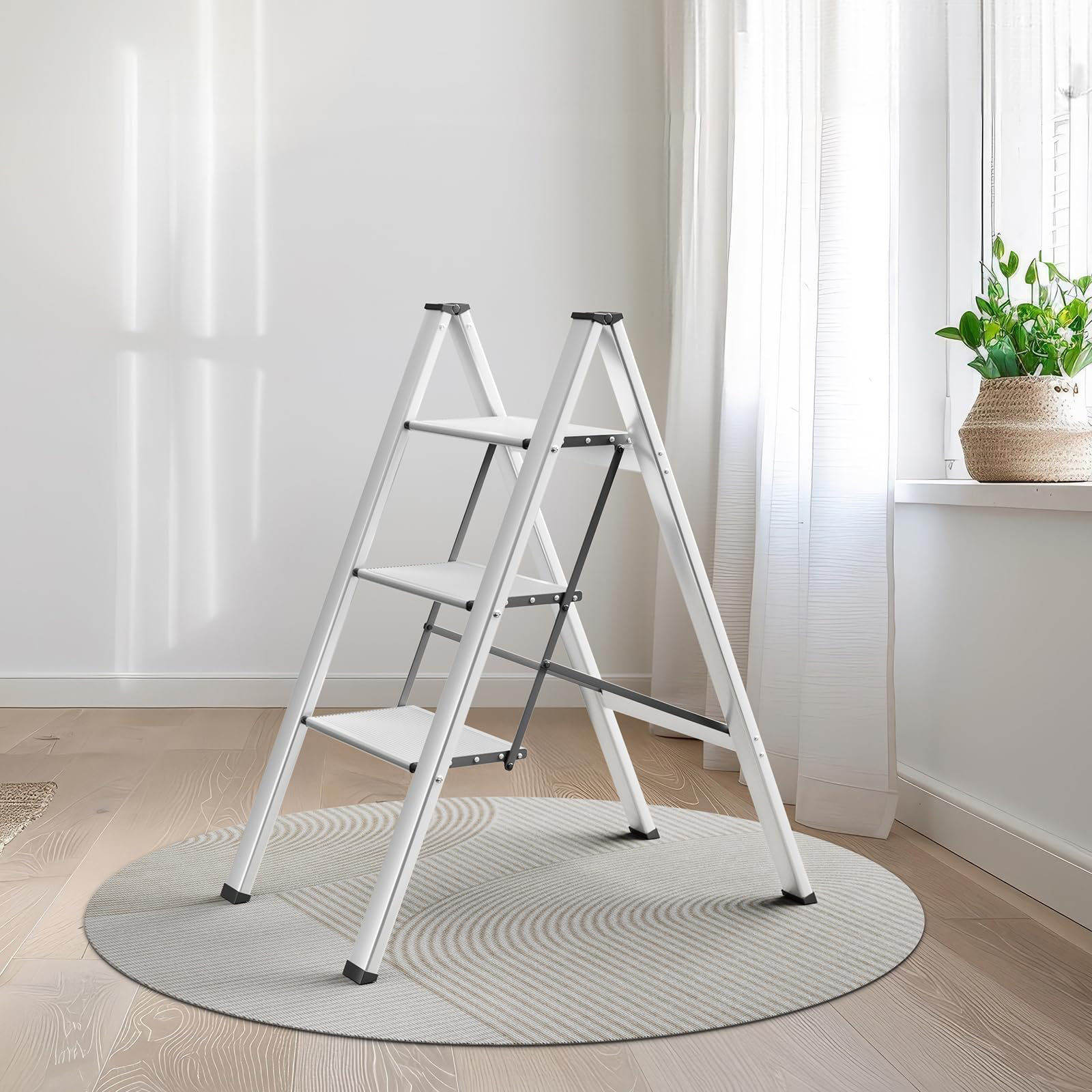 WFX Utility™ 3 Step Ladder, Aluminum Step Ladder 3 Step Folding With ...