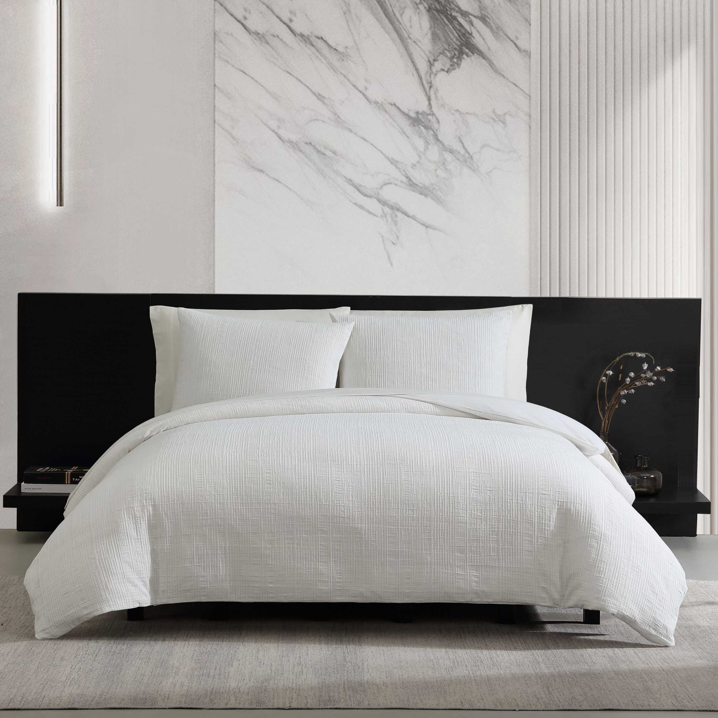 Vera Wang Bark Texture White Cotton Duvet Cover Set - Wayfair Canada