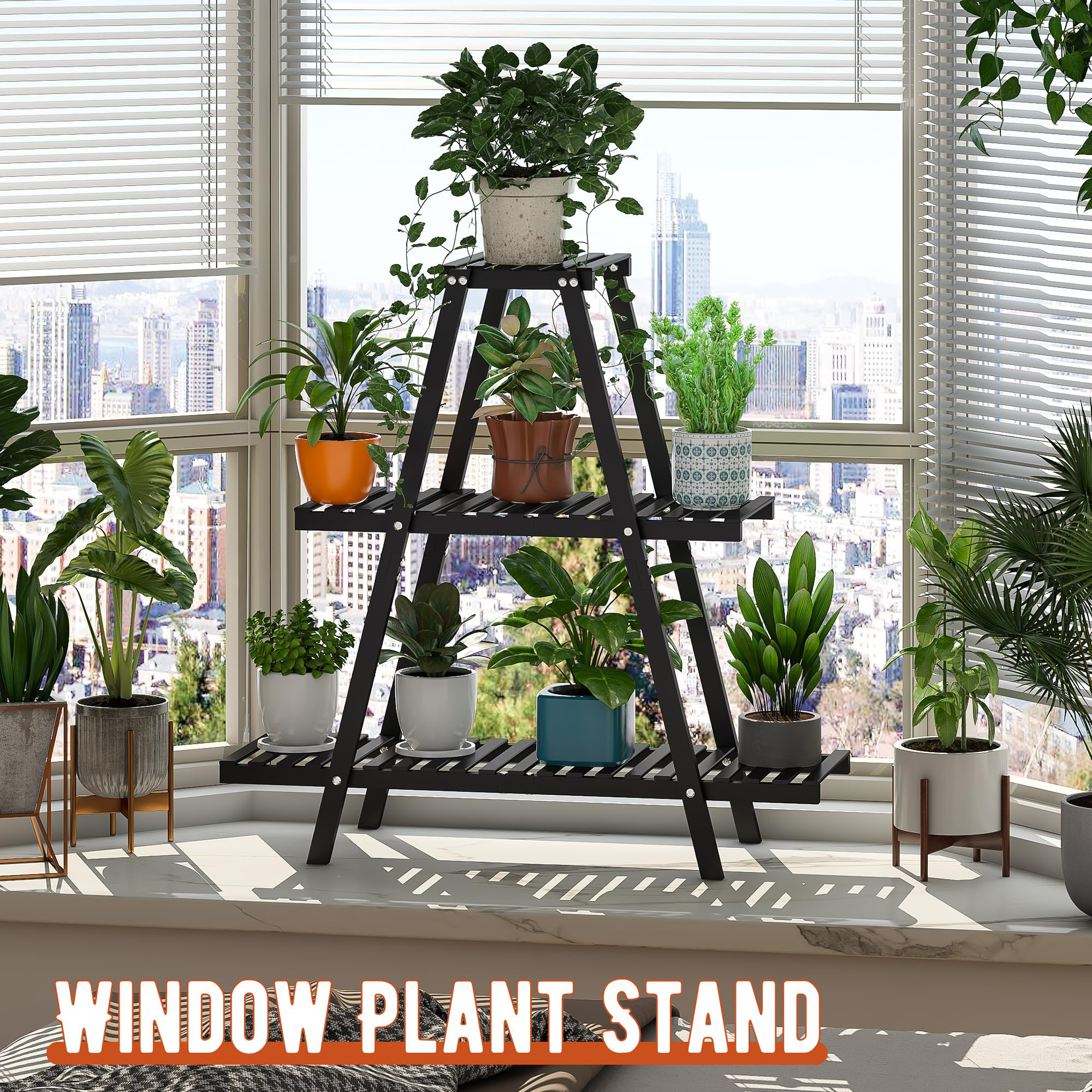 Arlmont & Co. Plant Stand Indoor Plant Shelf Outdoor Bamboo Plant Rack ...