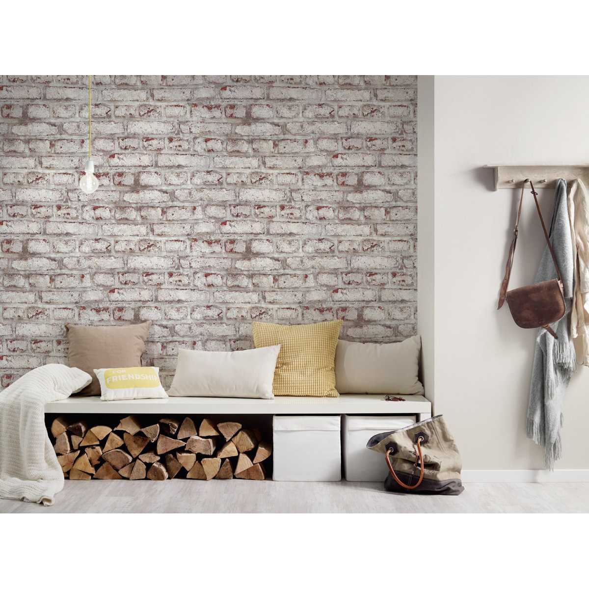Galerie Wallcoverings Bricks and More Collection White Distressed ...
