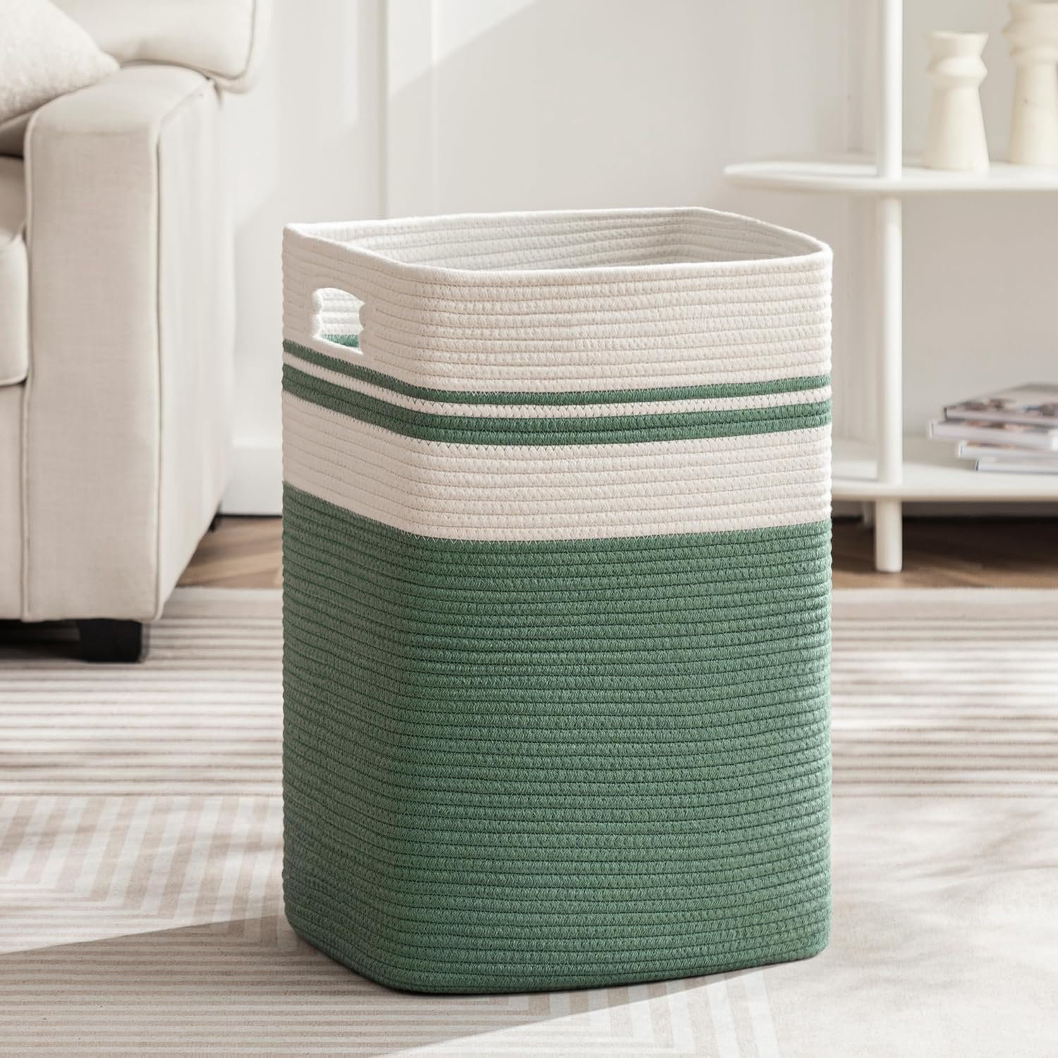 Rosecliff Heights Cotton Laundry Hamper, Large Woven Rope Basket With ...