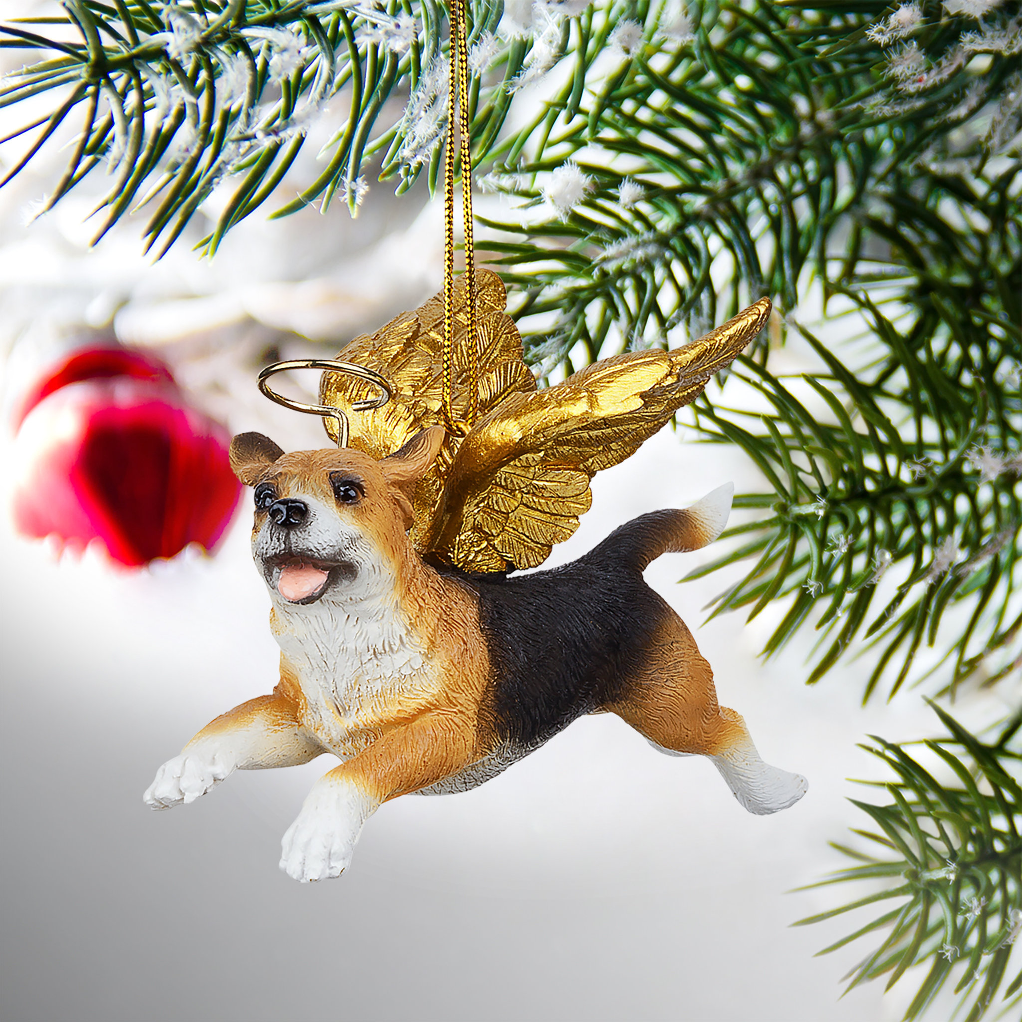 Design Toscano Honor the Pooch Beagle Holiday Dog Angel Ornament ...