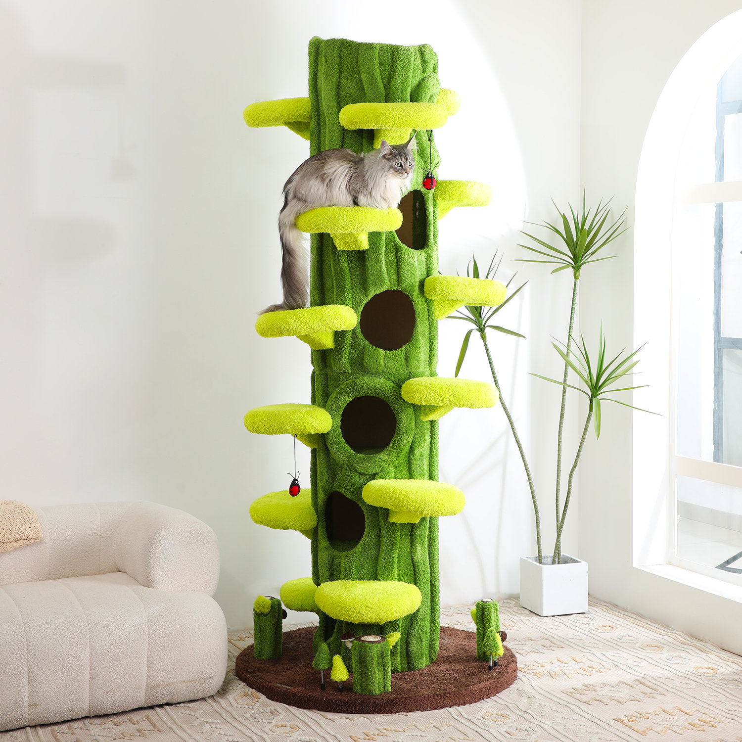 KZLAA 91'' H Solid Wood Modern Cat Tree Tower Condo | Wayfair