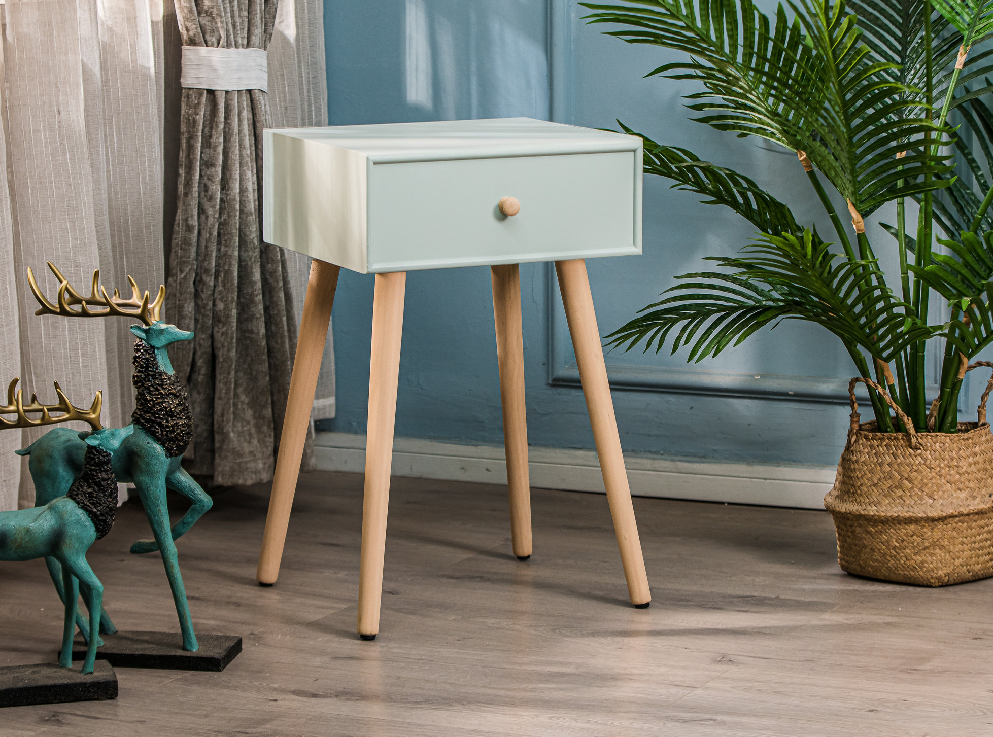 George Oliver Twining 1-Door Mint Green Beech Wood Nightstand - Wayfair ...