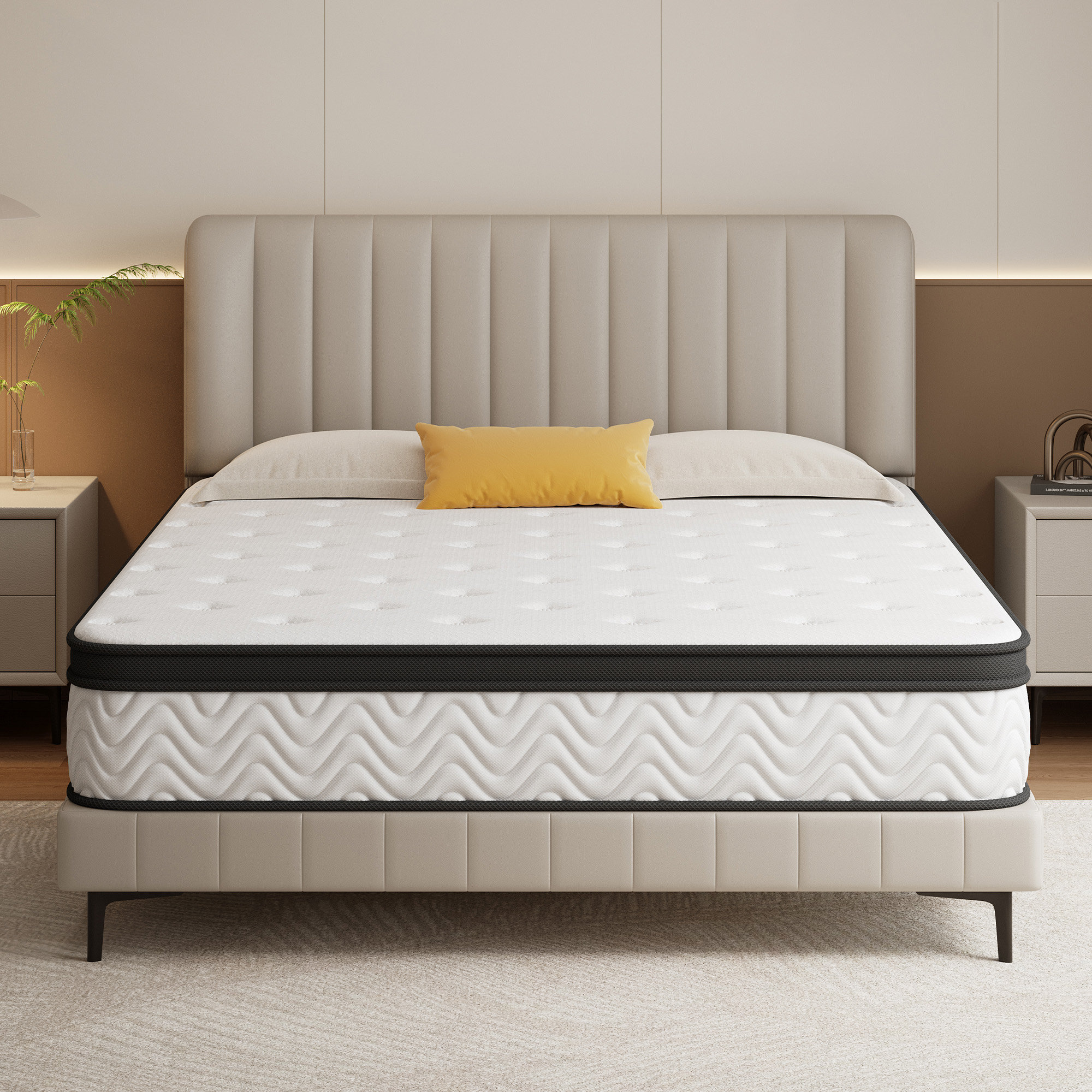 Alwyn Home 12 Inch Medium Firm Hybrid Memory Foam & Individual Pocket ...