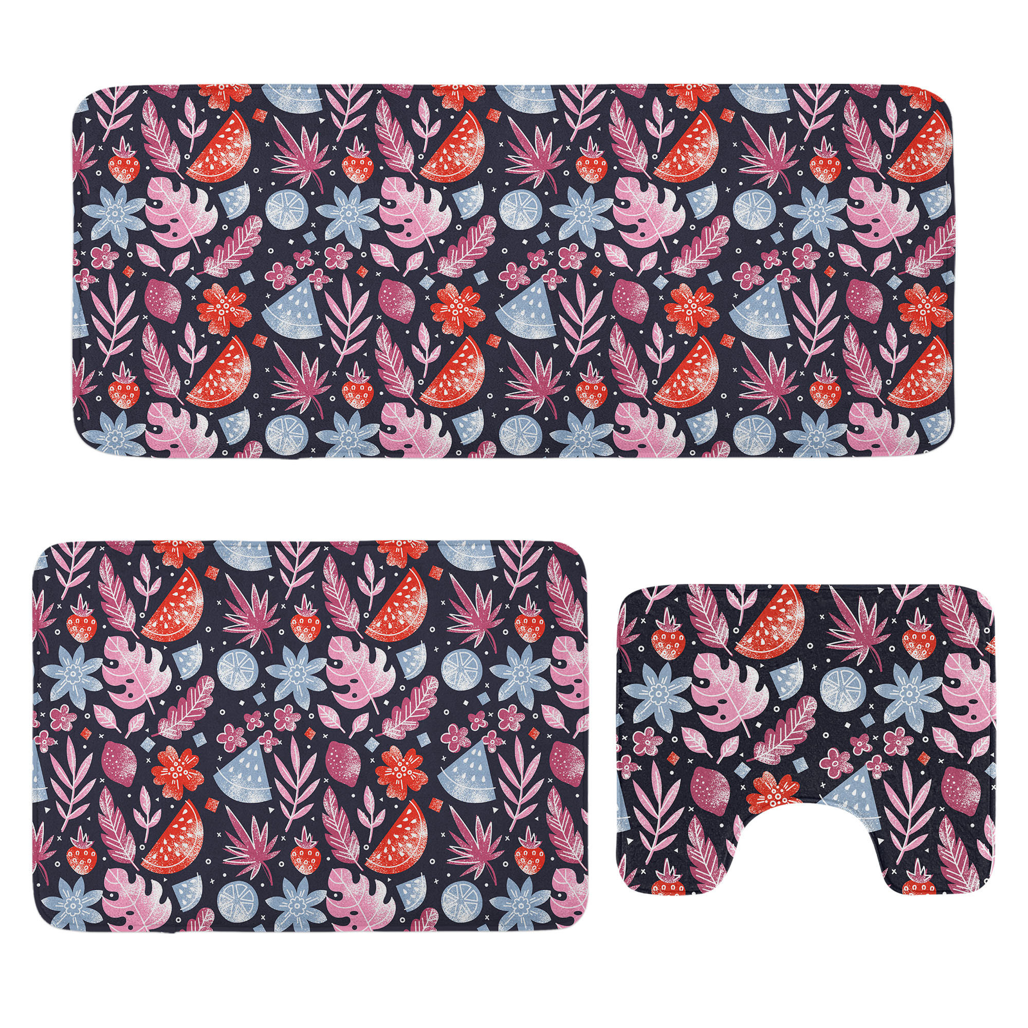 Latitude Run® Grunge Bathroom Rug Set 3 Pieces U-Shape & Rectangle Mats ...