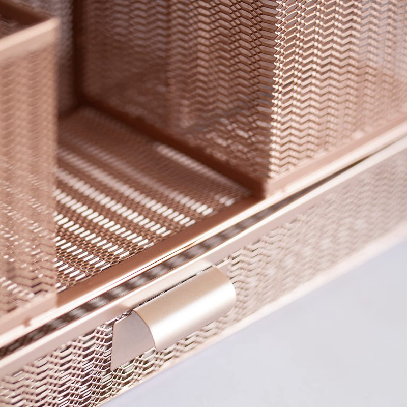 Everly Quinn Office Rose Gold Desk Organizer And Accessories With ...