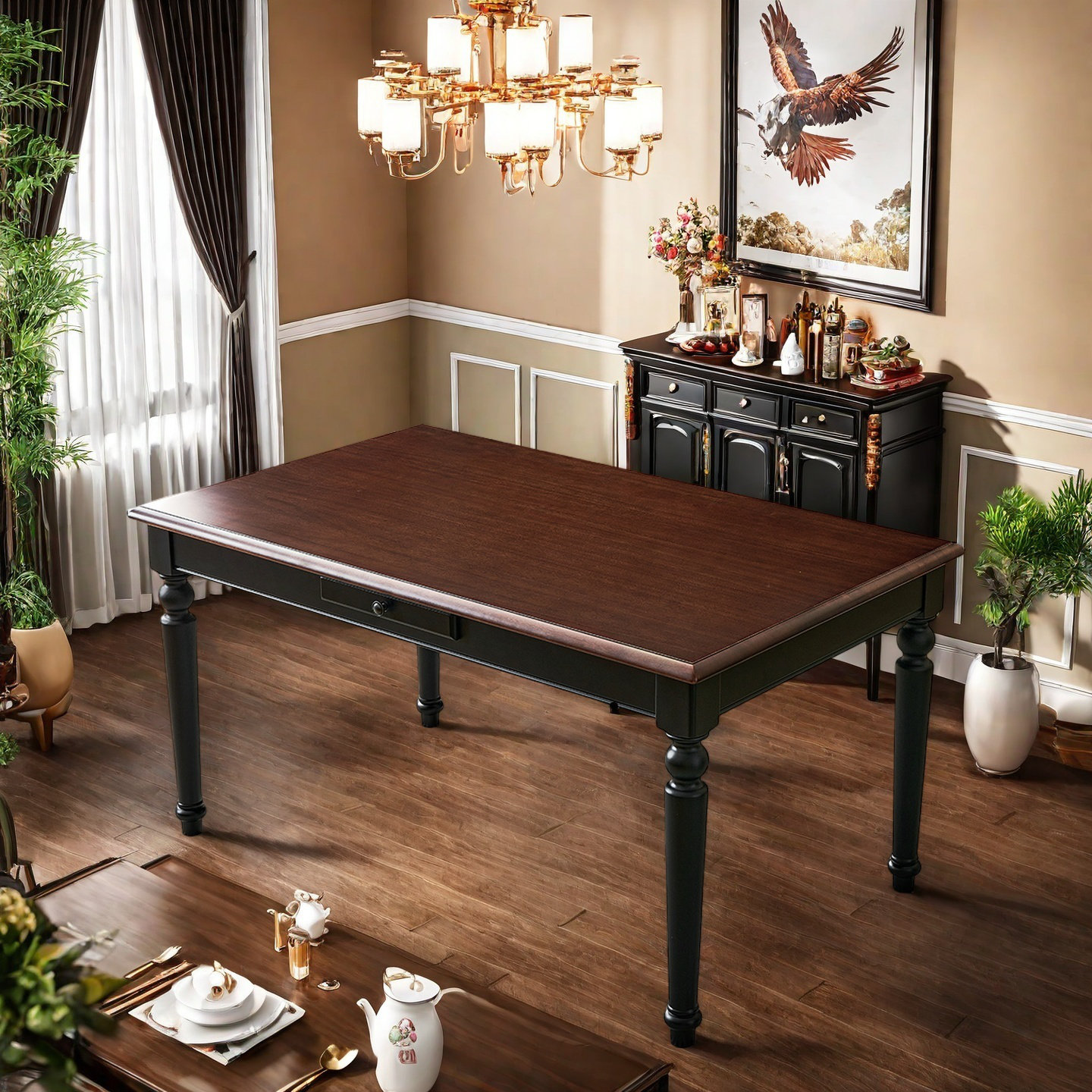 Charlton Home® Medieval-style Solid Walnut Wood Dining Table. | Wayfair