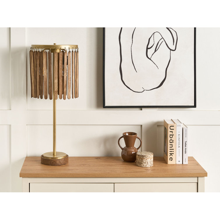 Union Rustic Mango Table Lamp Dark Wood And Brass Momea | Wayfair.co.uk