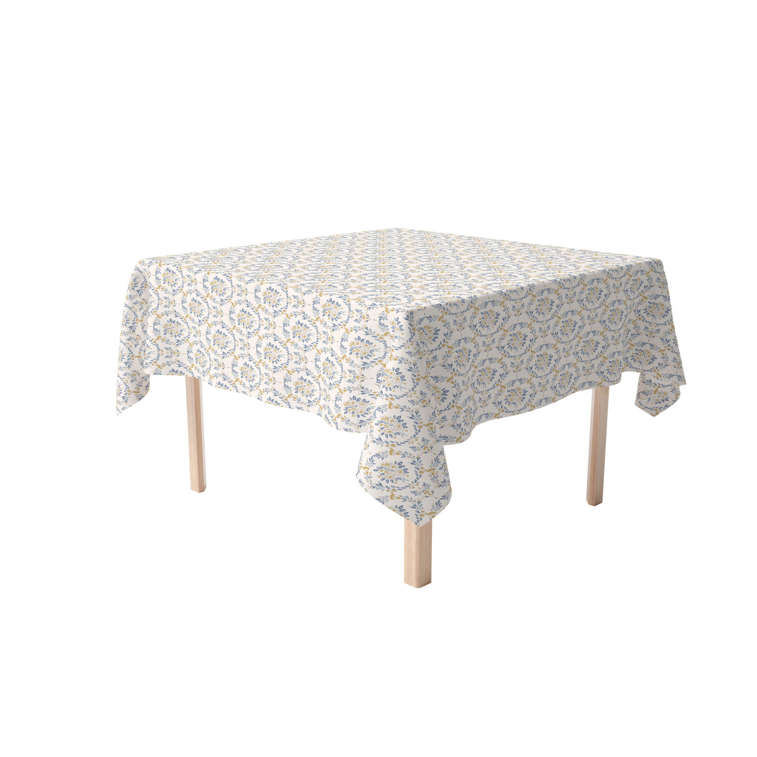 East Urban Home Square Tablecloth, 100% Cotton, 60X60", Elegant Floral ...