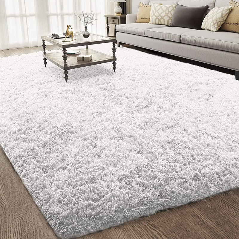 Marovil White Large Fluffy Fuzzy Rugs | Wayfair