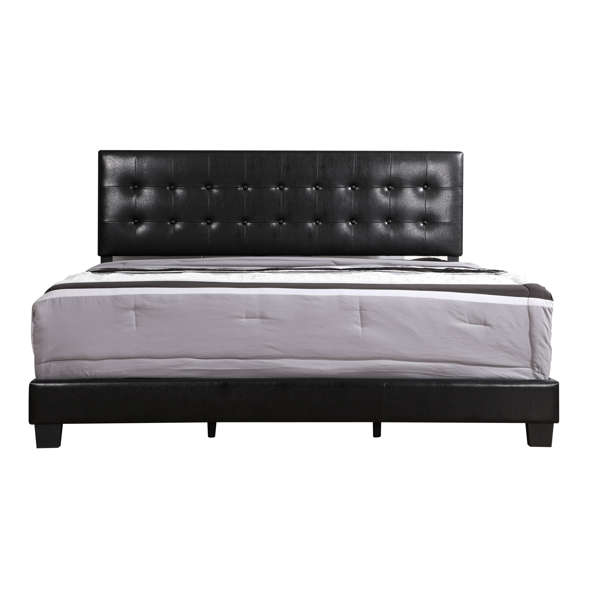 Mercer41 Sturdy Support Stylish Black Pu Bed Perfect For Modern ...