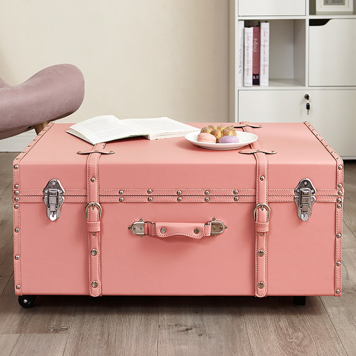 DormCo Texture Brand Designer Trunk with Wheels - Faux Leather ...