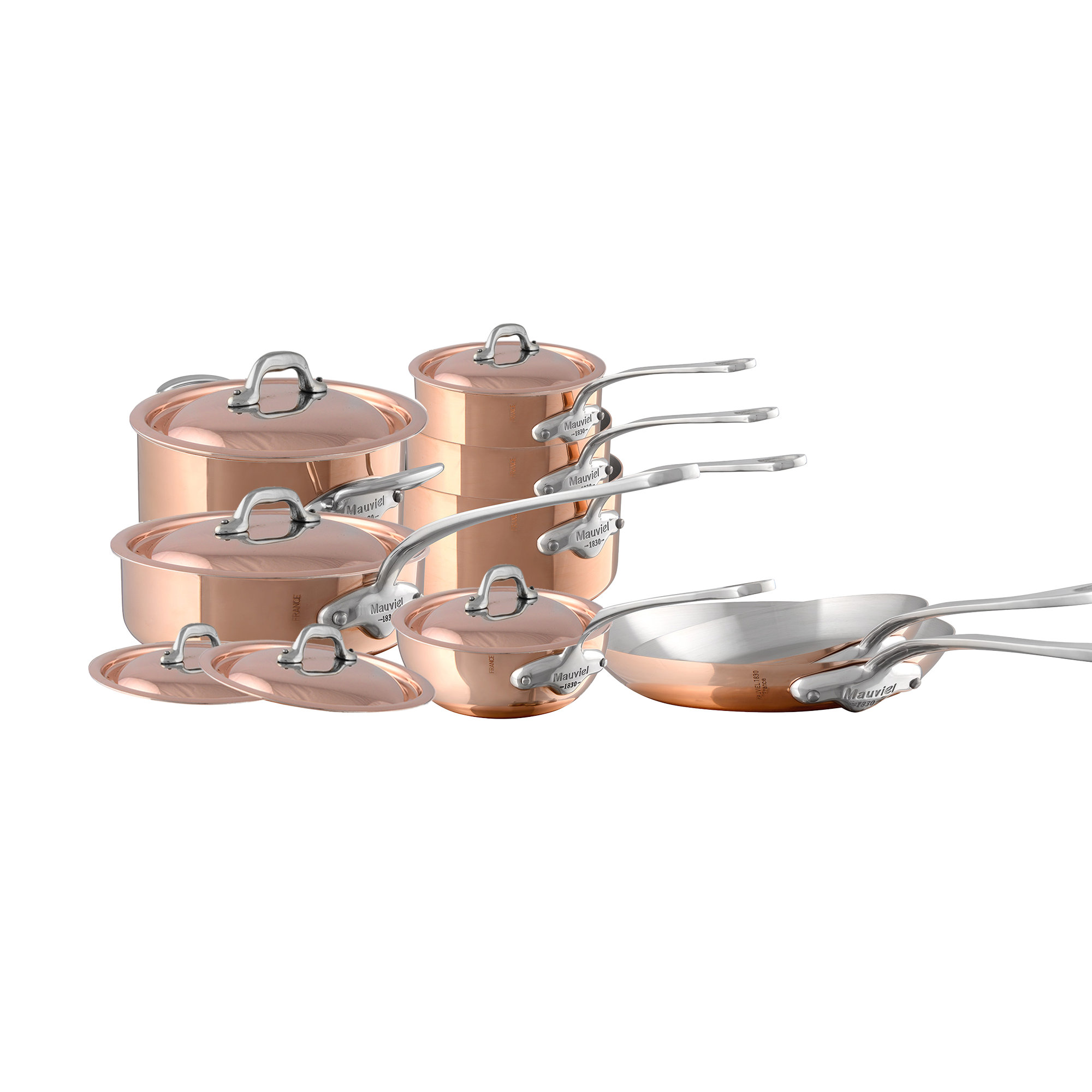 Mauviel M'heritage 150 S 14-Piece Copper Cookware Set With Cast ...