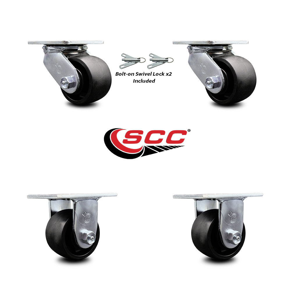 Service Caster 4-Piece Glass Filled Nylon Caster Set | Wayfair