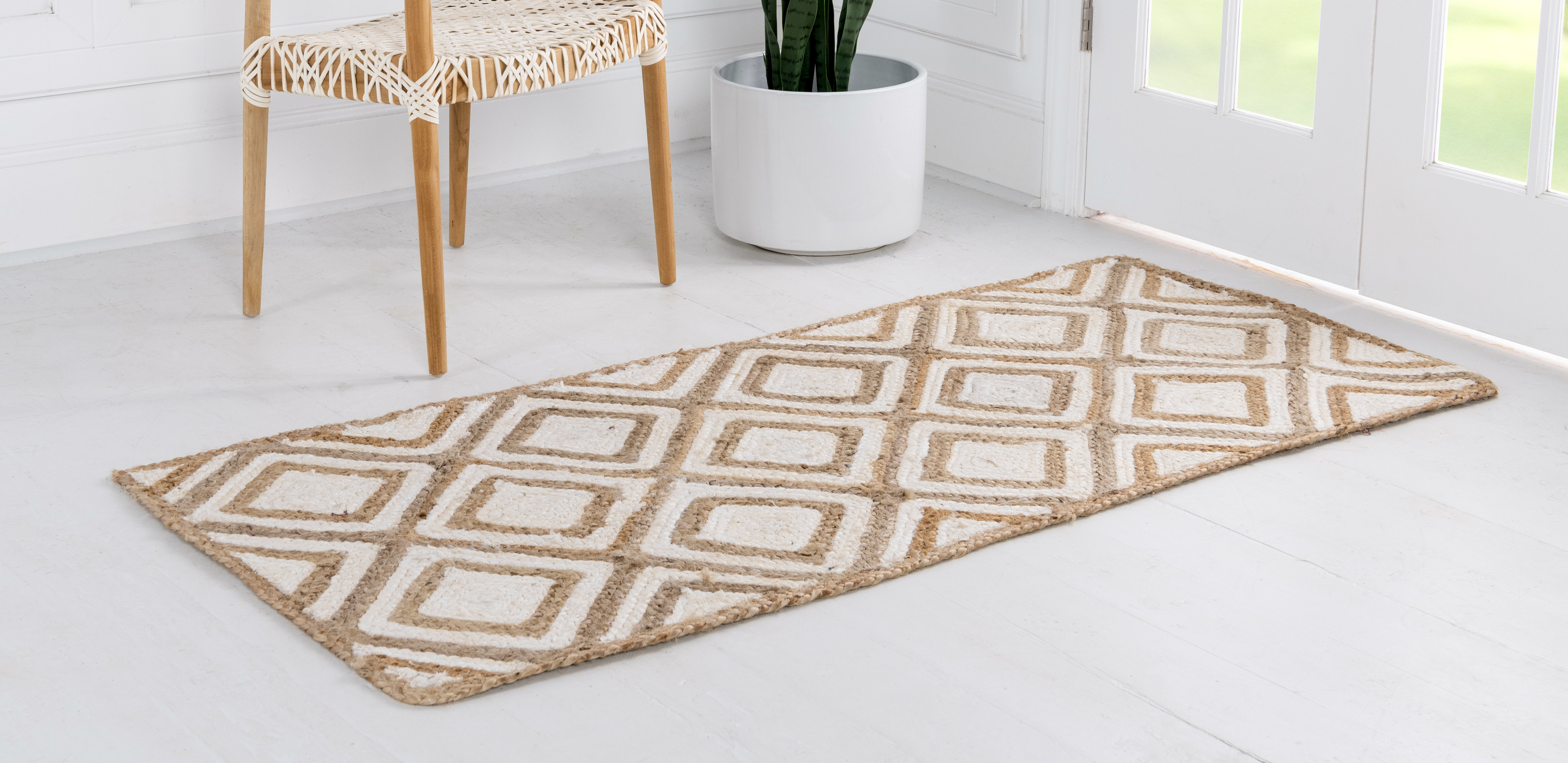 Union Rustic Jereck Geometric Handmade Braided Cotton Ivory Area Rug ...
