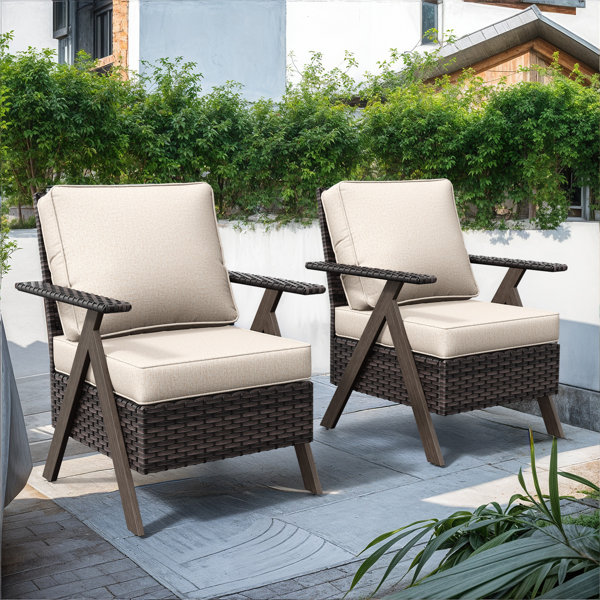 George Oliver R-Shaped Rattan Armrest Chairs | Wayfair